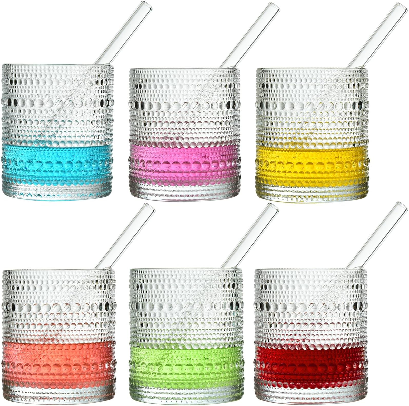 Amazon.com | ALINK Vintage Glassware Hobnail Drinking Glasses Set of 6 ...