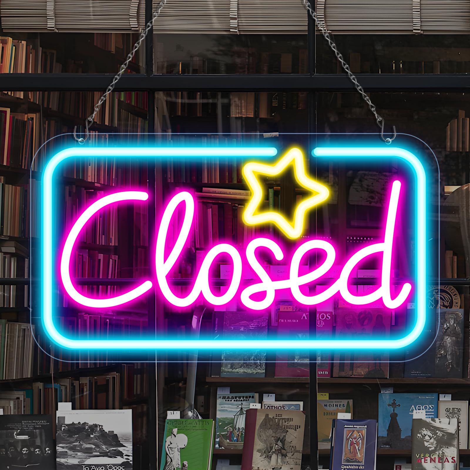 Amazon.com : Neon Closed Signs for Business, 16.5''x 9'' Closed Sign ...