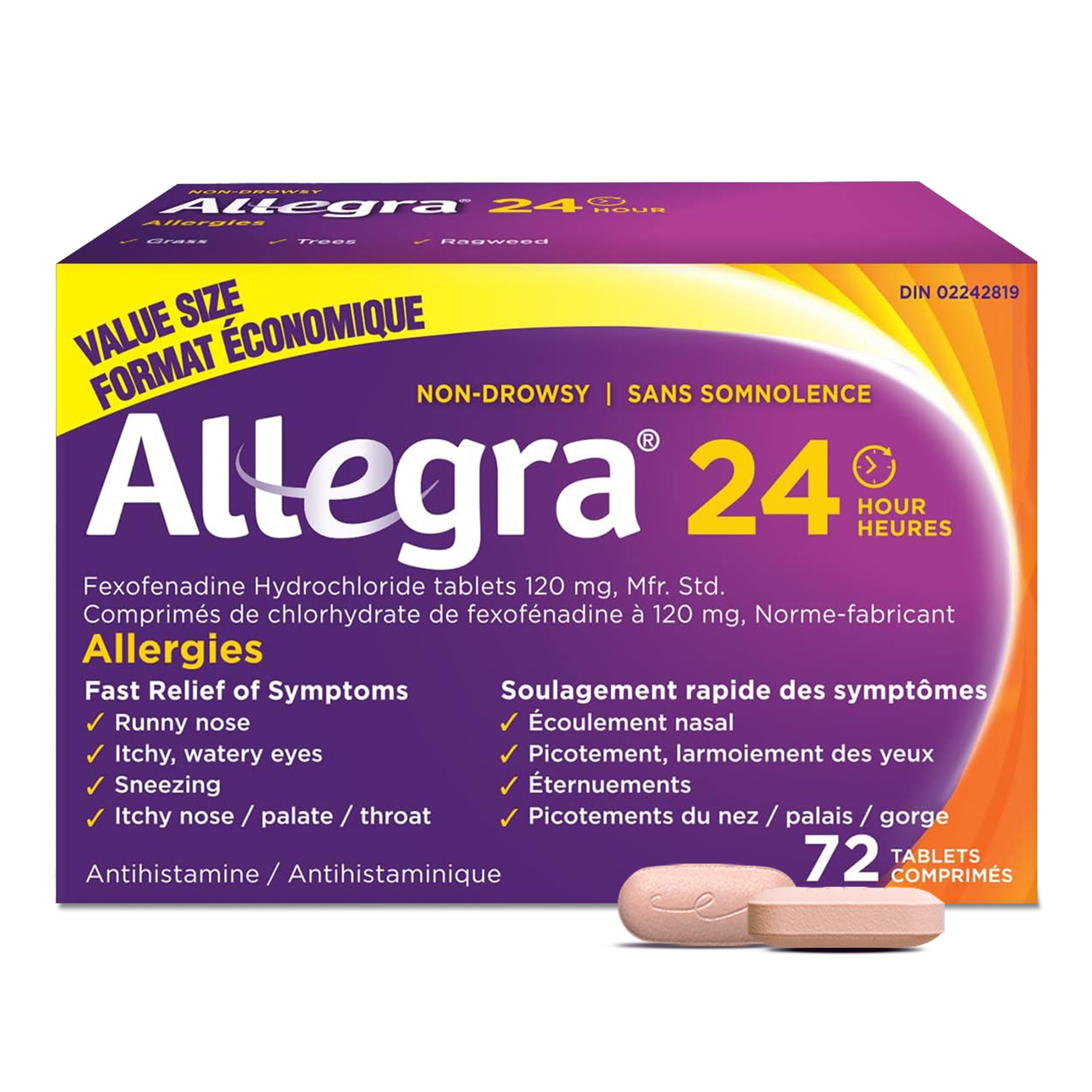 Allegra 24 / Hour Allergy Medication, Non Drowsy, Fast and Effective ...