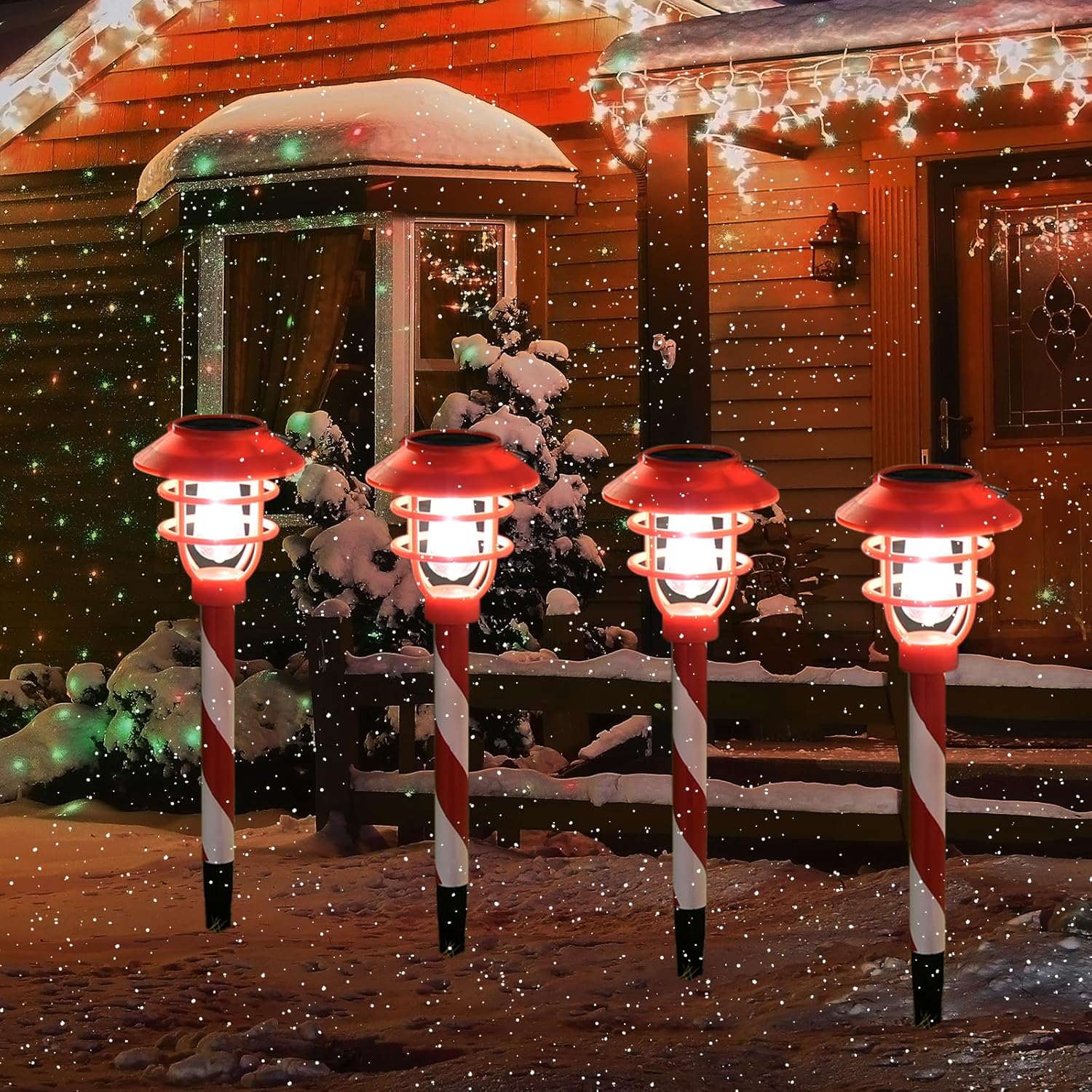 Amazon.com : Livinlarge 4 Pack Christmas Solar Lights Outdoor,Landscape ...