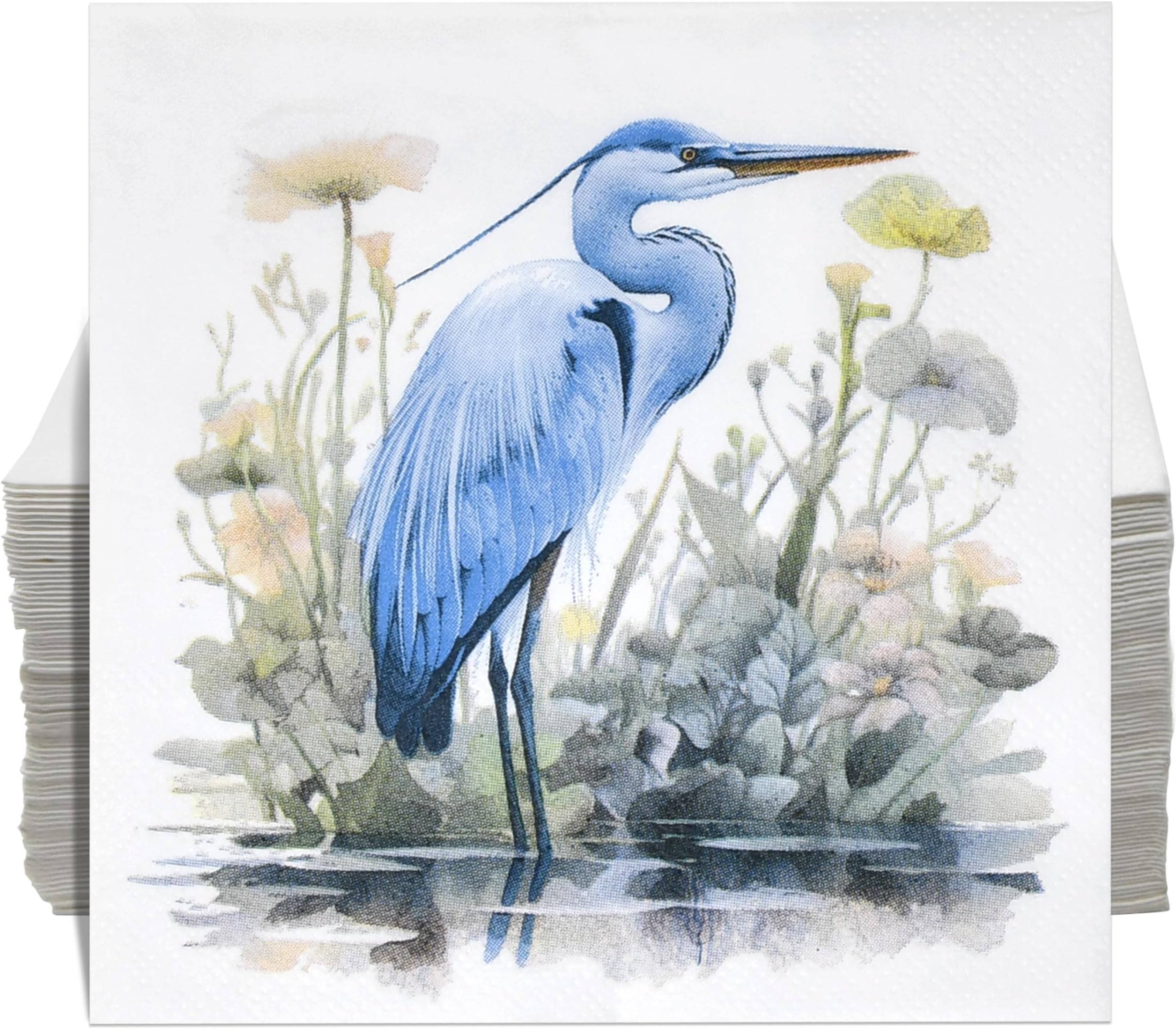 Amazon.com: 100 Pcs Blue Heron On Grass Cocktail Napkins Disposable ...