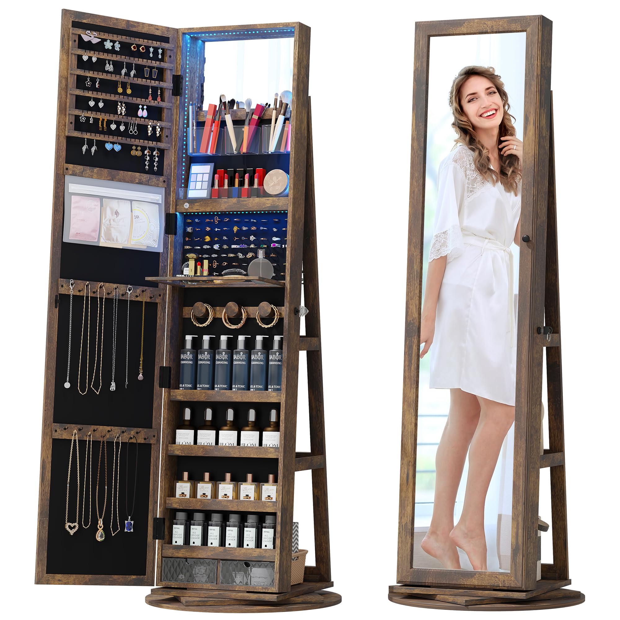 Amazon.com: Dystler Mirror Jewelry Cabinet with Storage, Jewelry ...