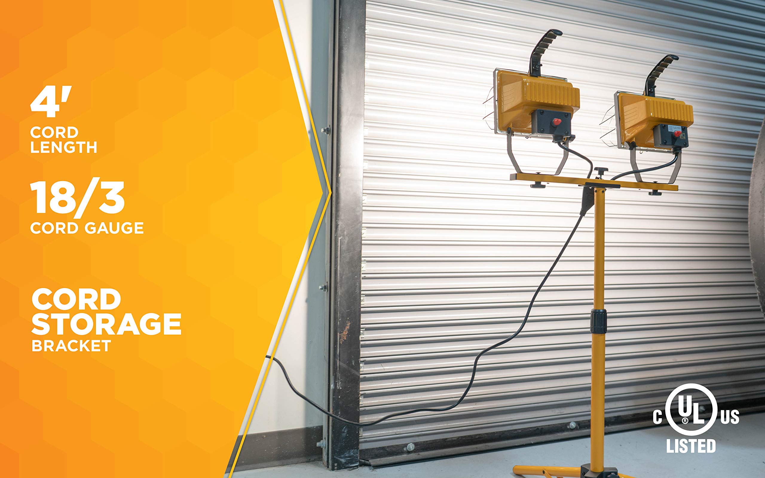 Woods L13 Twin Head Work Light, Adjustable Tripod Up To 42 Inches Tall ...