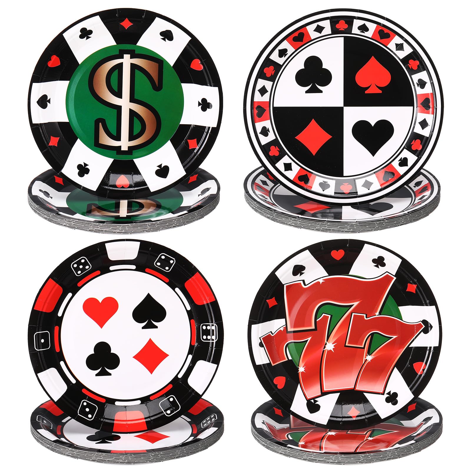Amazon.com: Sunnyray 80 Pcs Casino Party Plates 7 Inch Poker Paper ...