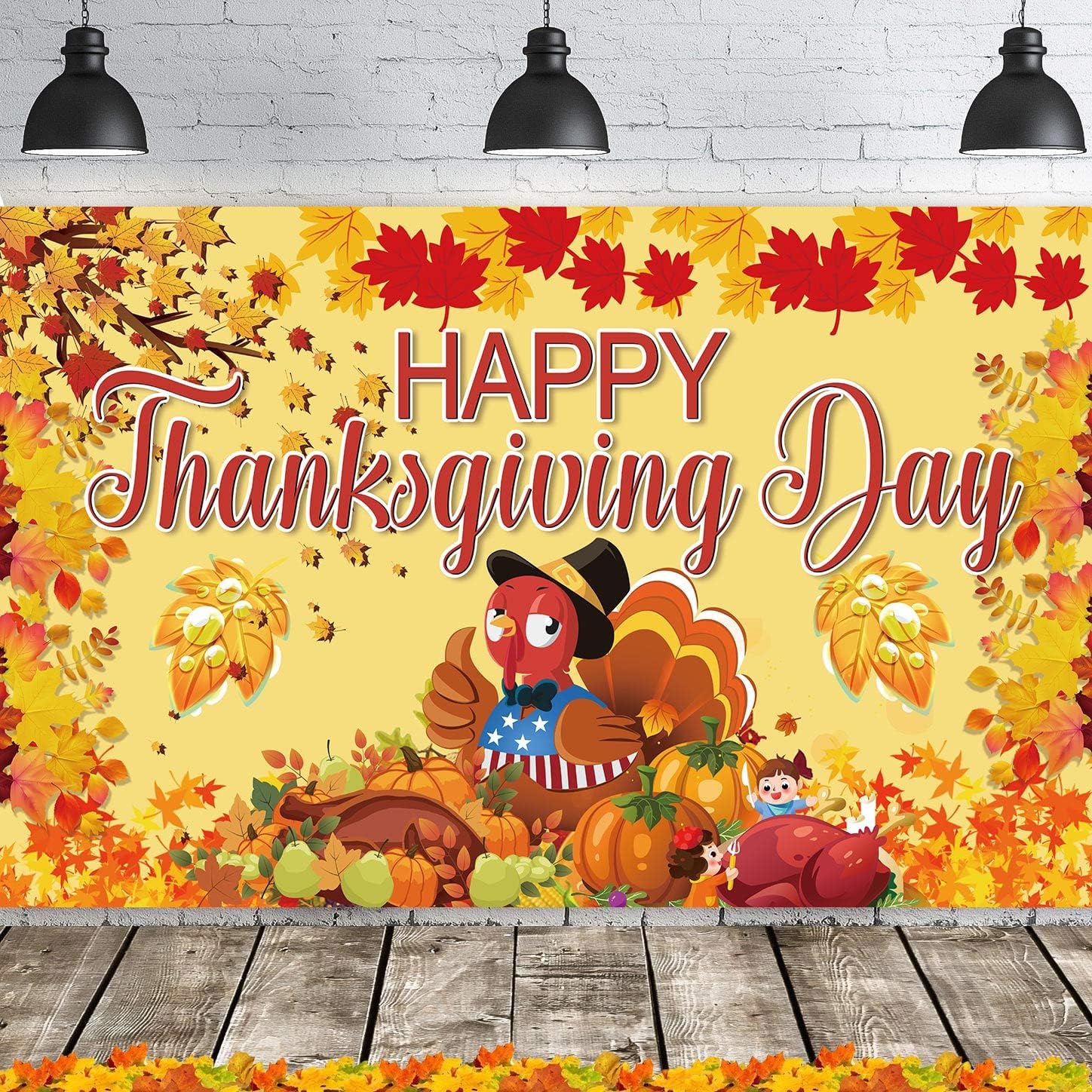 Amazon.com: Happy Thanksgiving Day Hanging Extra Large Fabric Sign ...