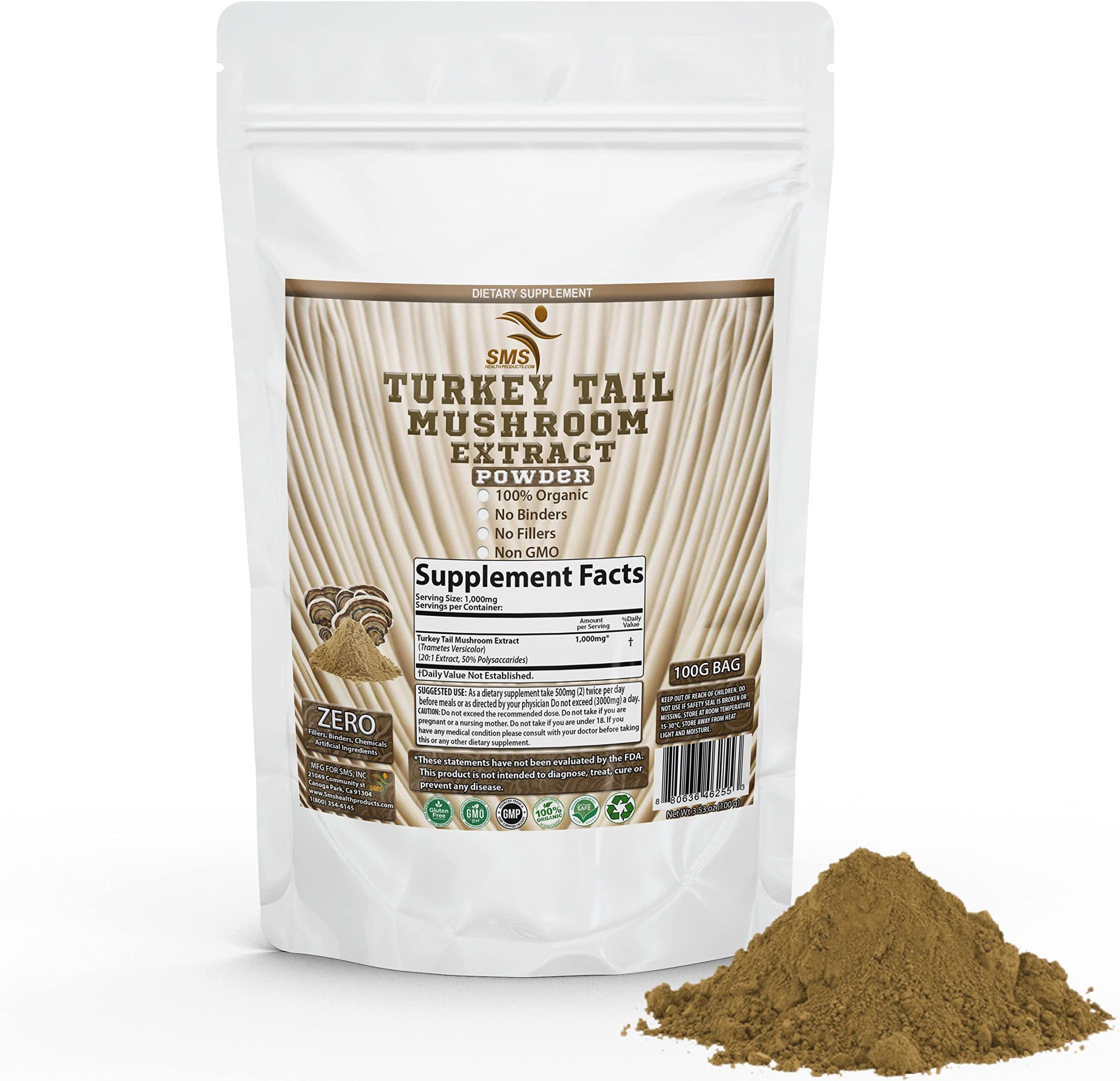 Amazon.com: Turkey Tail Extract Powder - 50% Poly - 20:1 Powder - 100G ...