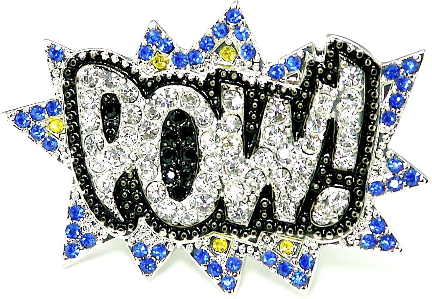 Amazon.com: GWOOD POW Ring with Crystal Rhinestones Size 10 Silver ...
