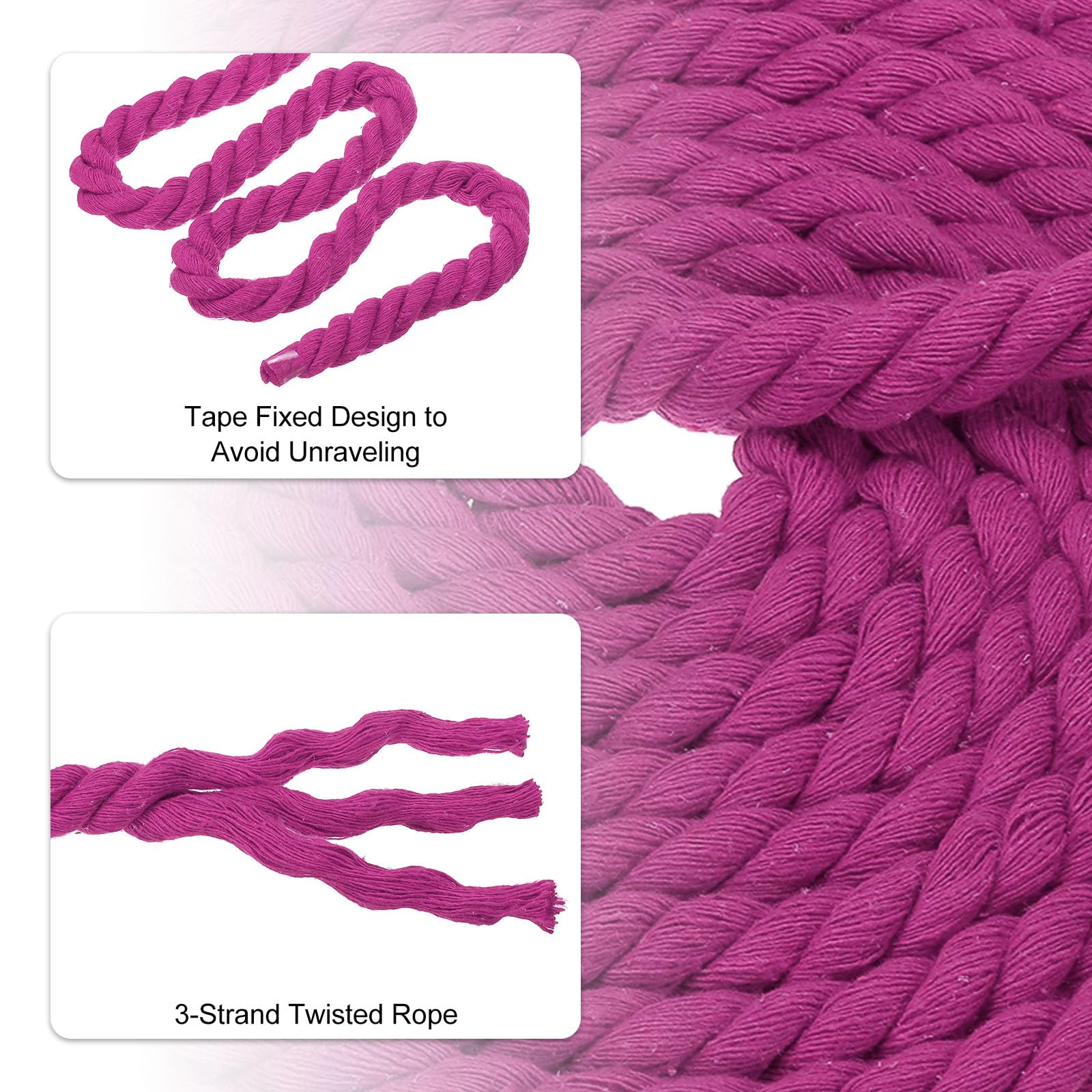 PATIKIL 1/2″x16′ Natural Twisted Cotton Rope, 2 Pack 3 Strand Soft ...