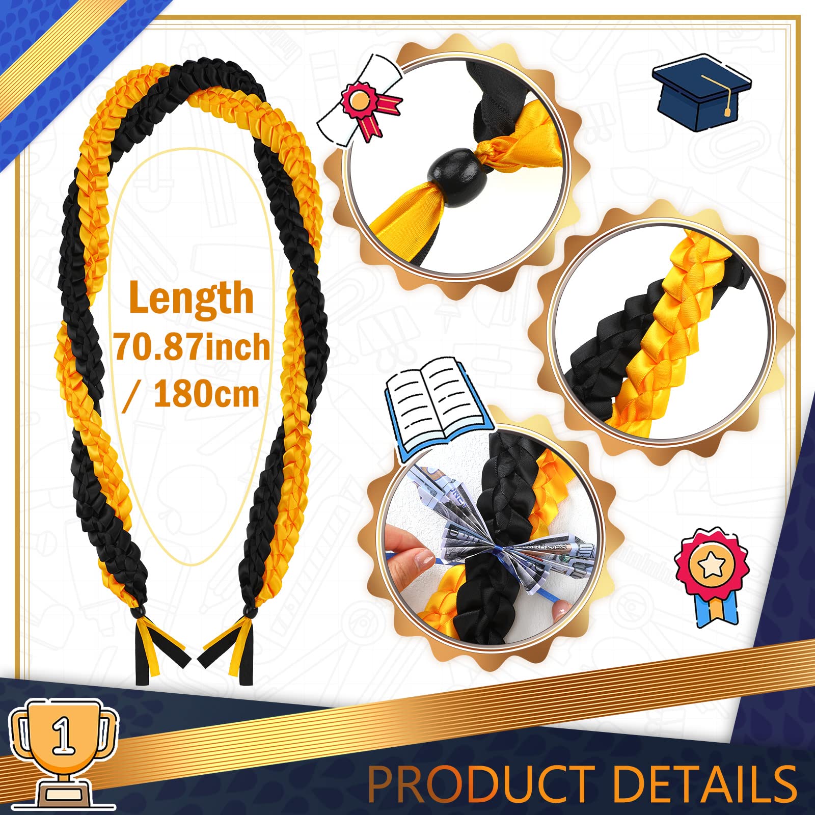 Snapklik.com : Cindeer 2026 Graduation Ribbon Leis 70 Inch Braided ...