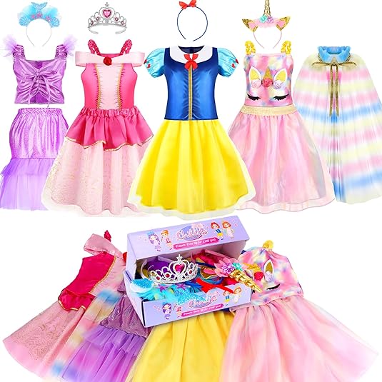 Amazon.com: Chillife Princess Dress Up for Girls, Role Play Kids Dress ...