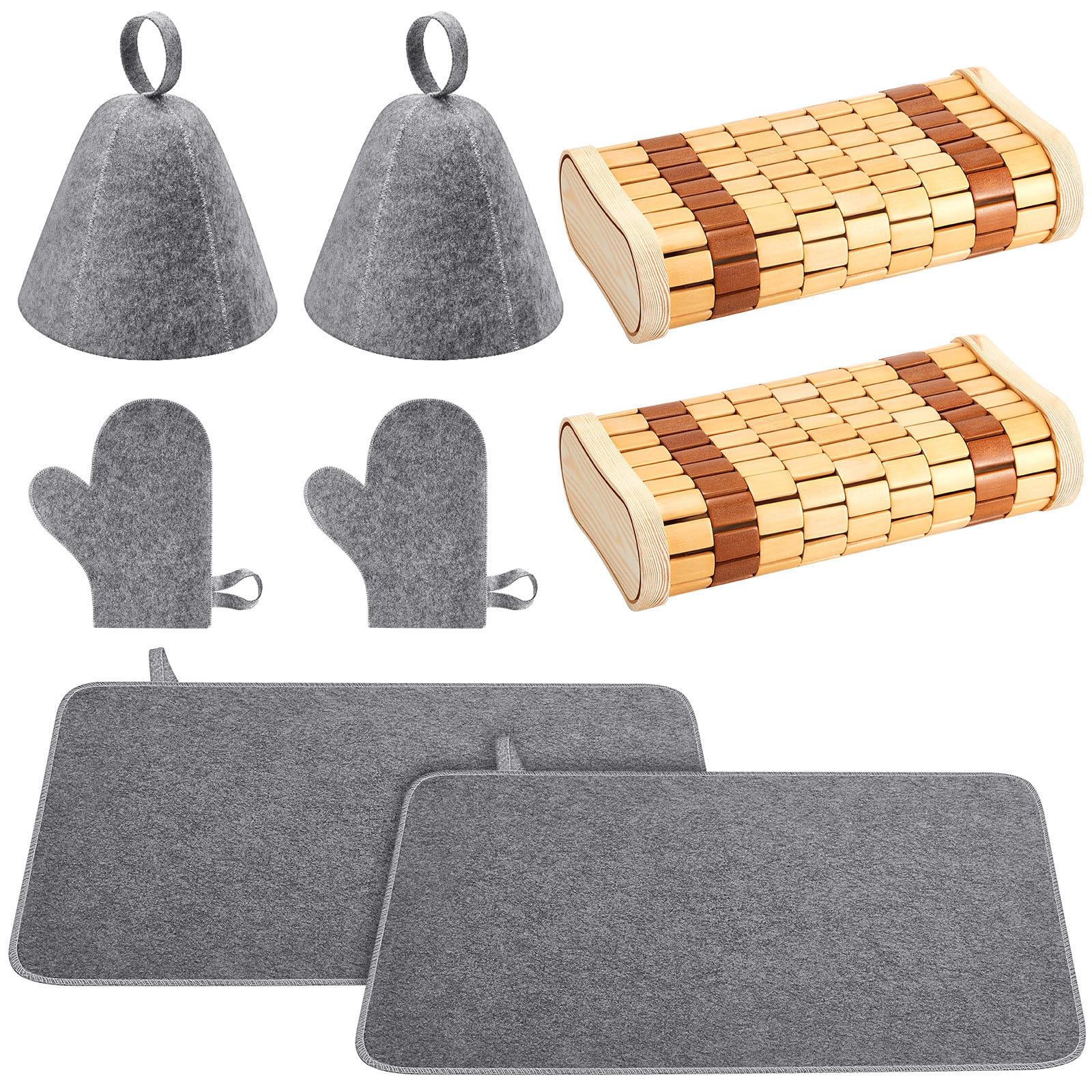 Amazon.com: Jecery 8 Pcs Sauna Accessories Bamboo Sauna Pillow Head ...