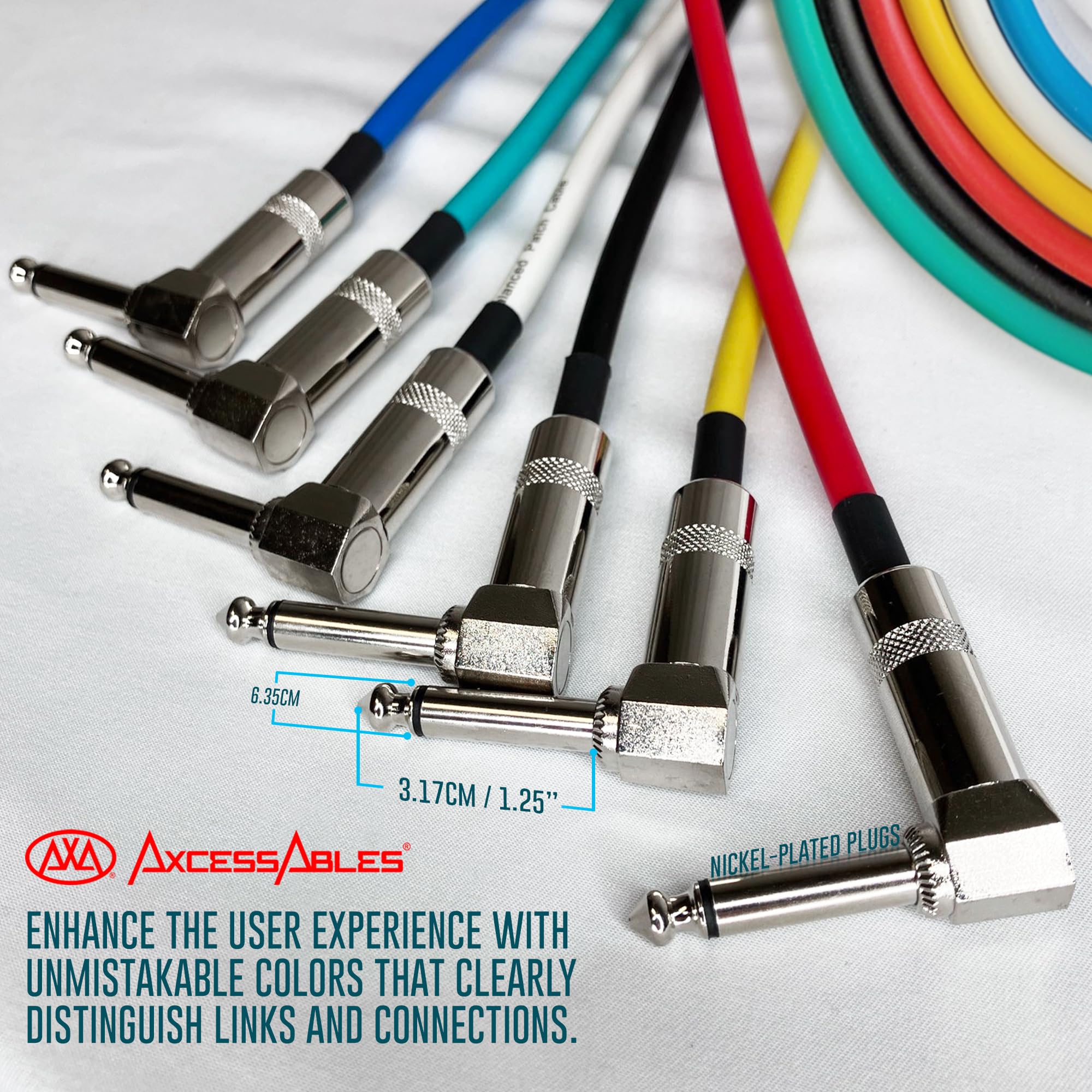 Snapklik.com : AxcessAbles 1/4" Right Angle Amp Cords For Bass ...