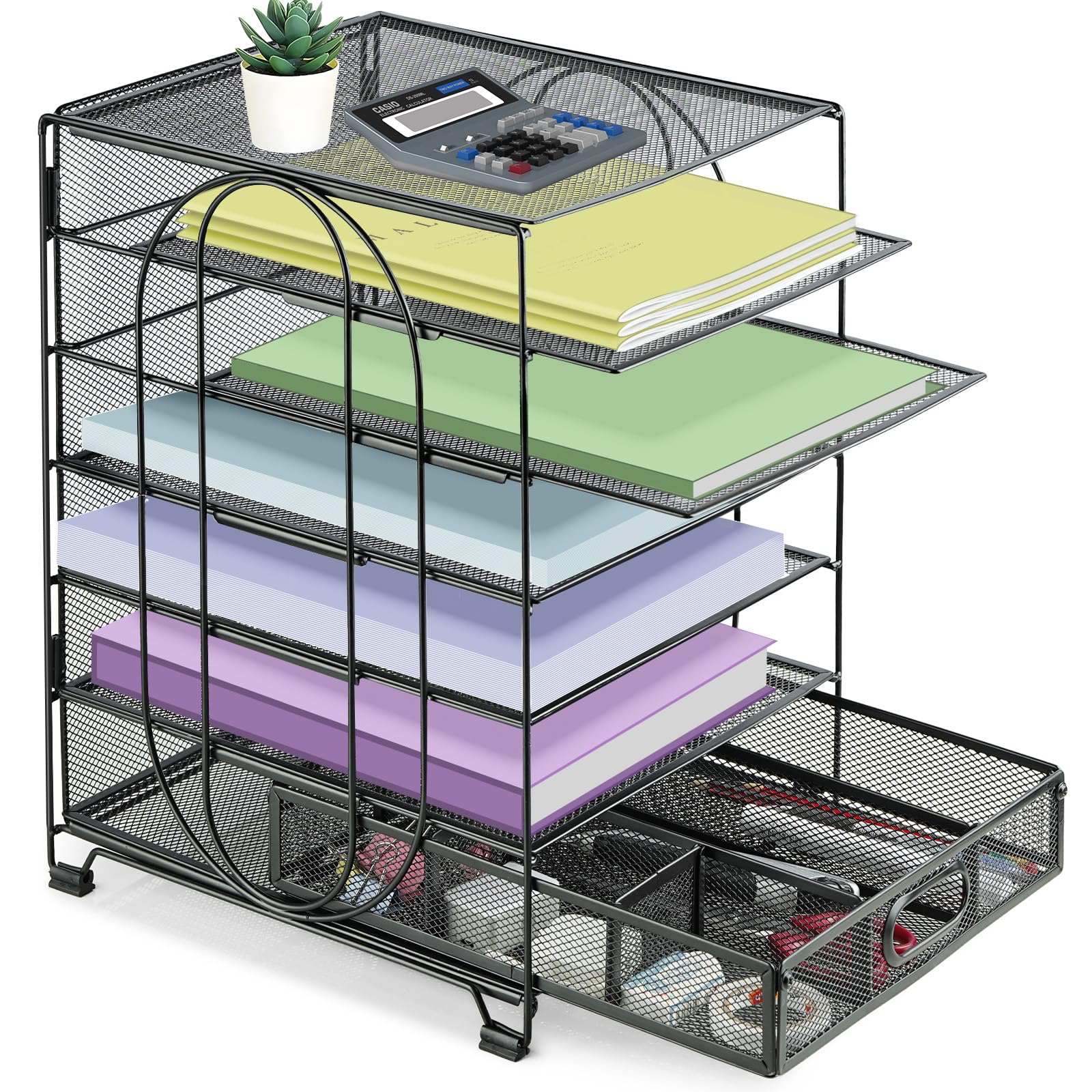 Amazon.com: Samhe 6-Tier Paper Organizer for Desk, Letter Tray with ...