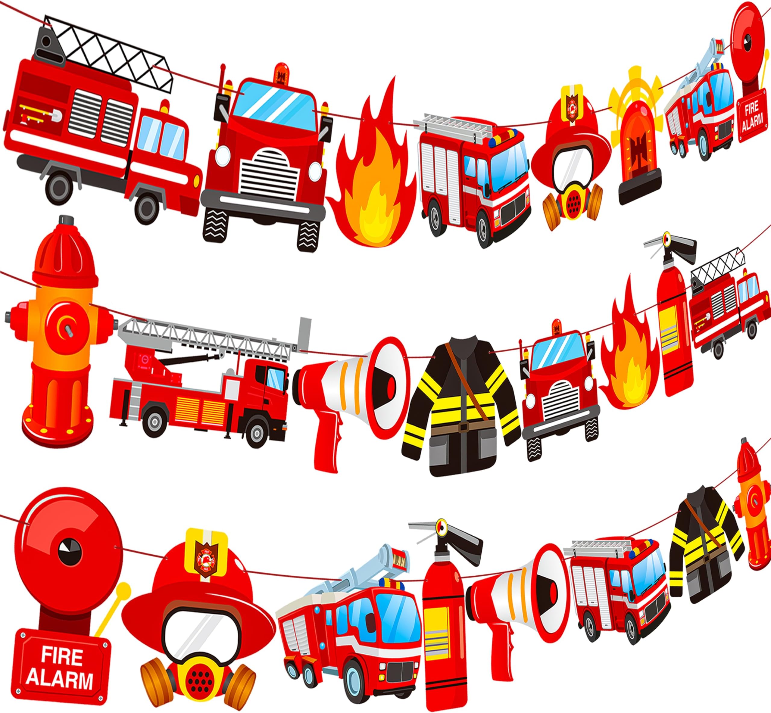 Amazon.com: 3pcs Fire Flame Banner, Pre-Strung Fire Flame Decorations ...