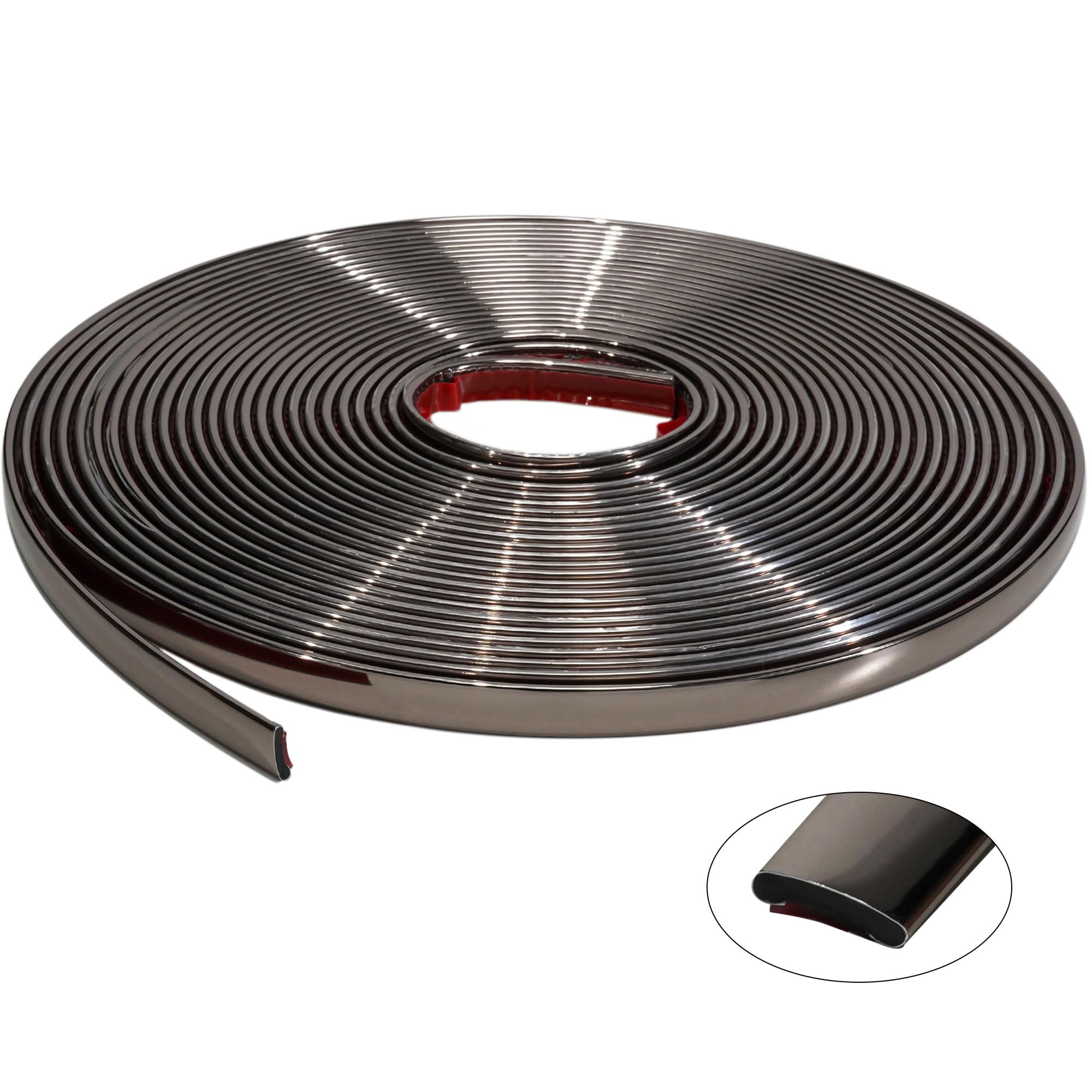 Amazon.com: JSIWOTH 26.2 Ft Peel and Stick Trim, Shiny Gunmetal Molding ...