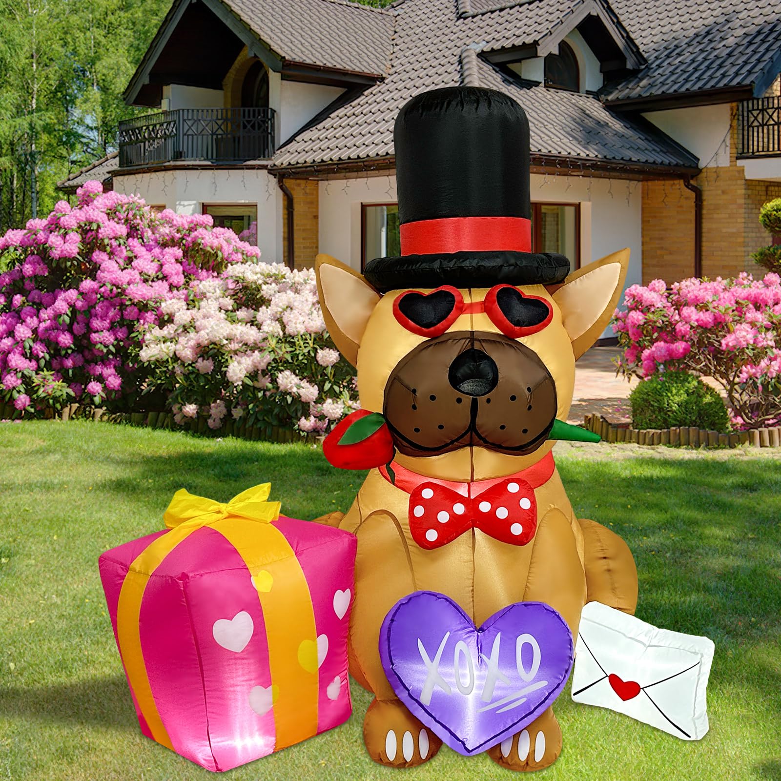 AerWo 5FT Valentines Day Inflatables Outdoor Decorations, Lovely Puppy ...