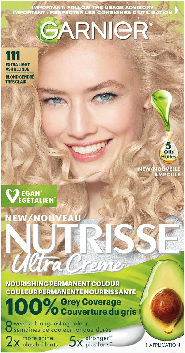 Garnier Nutrisse Ultra Crème, Permanent Hair Dye, 100% Grey Coverage ...