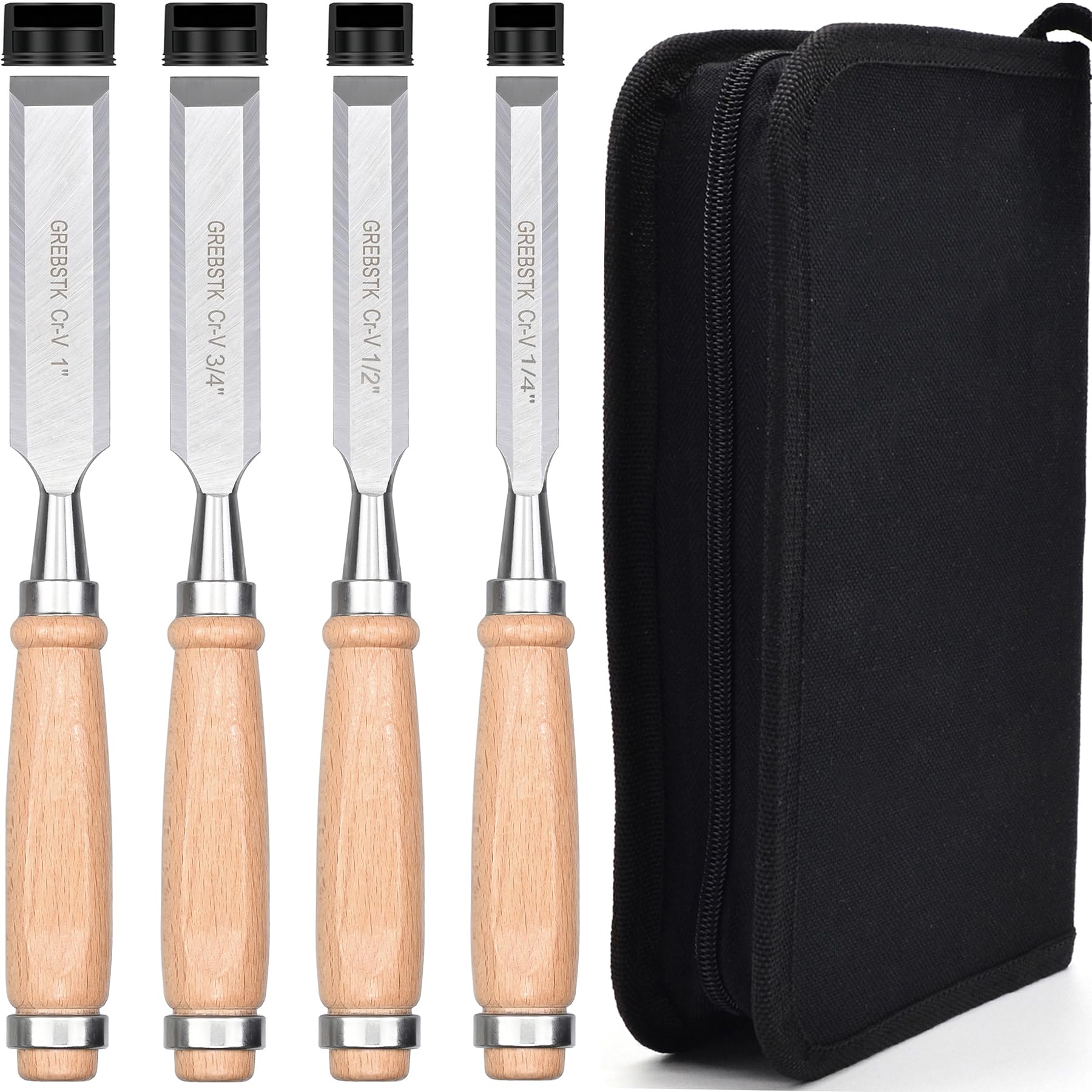 Grebstk 4 Piece Wood Chisel Set For Woodworking Professional Chrome ...