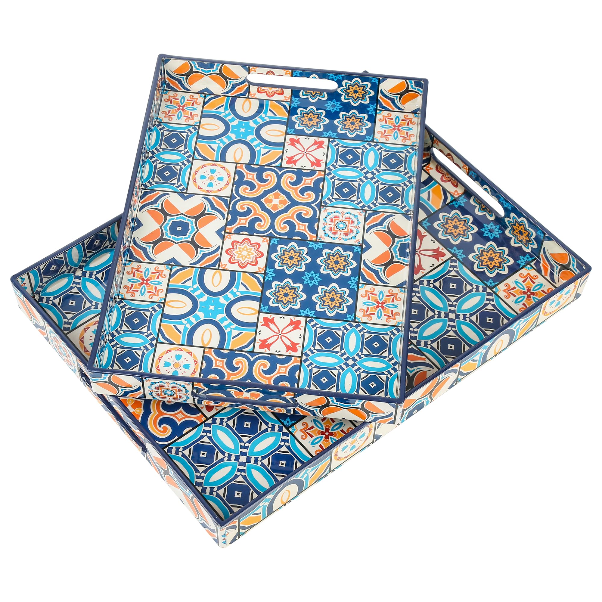 Amazon.com: SLIVOUS Set of 2 Serving Trays with Handles, Boho ...