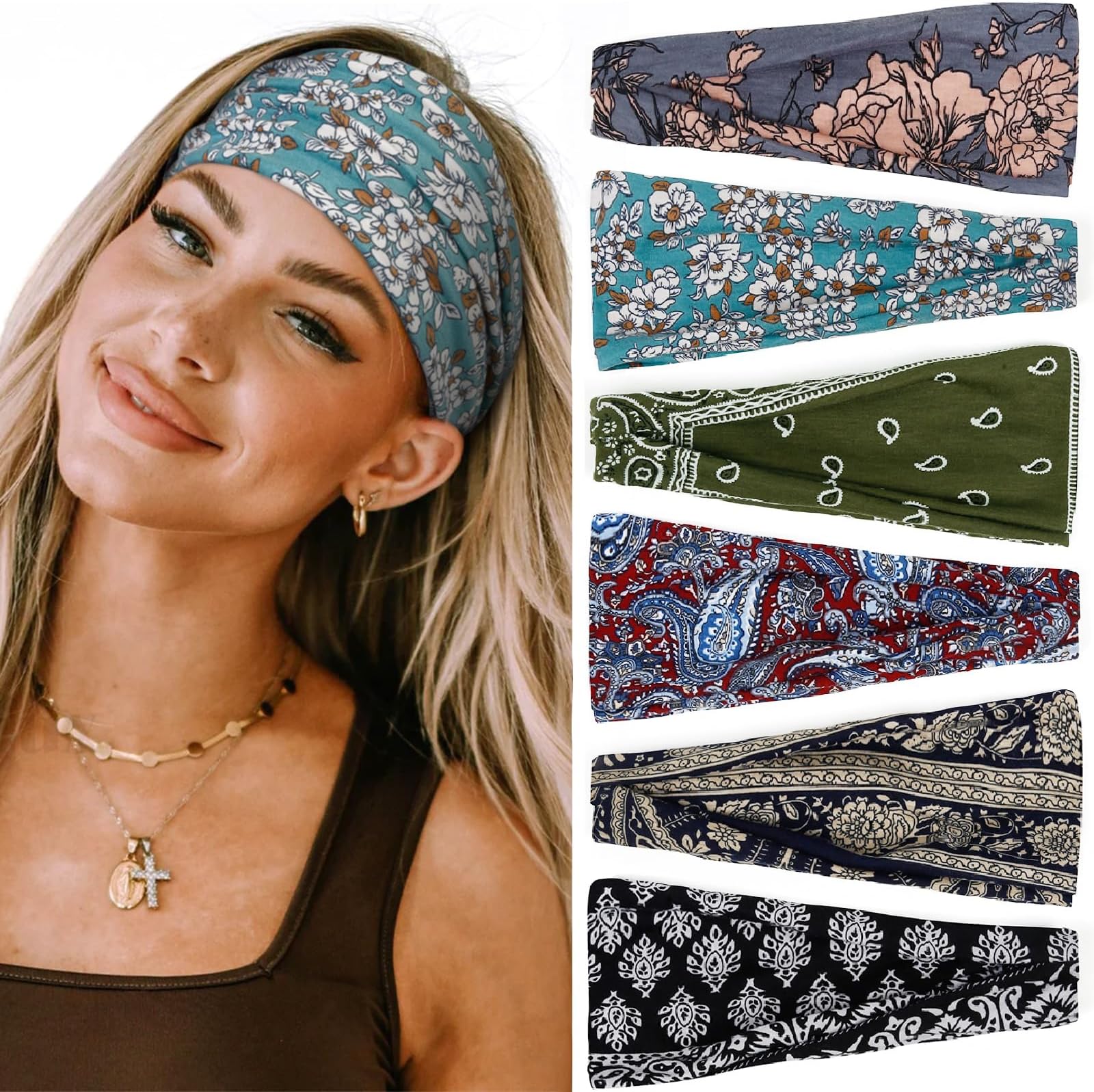 Amazon.com : Headbands for Women Boho Elastic Hairbands for Women’s ...