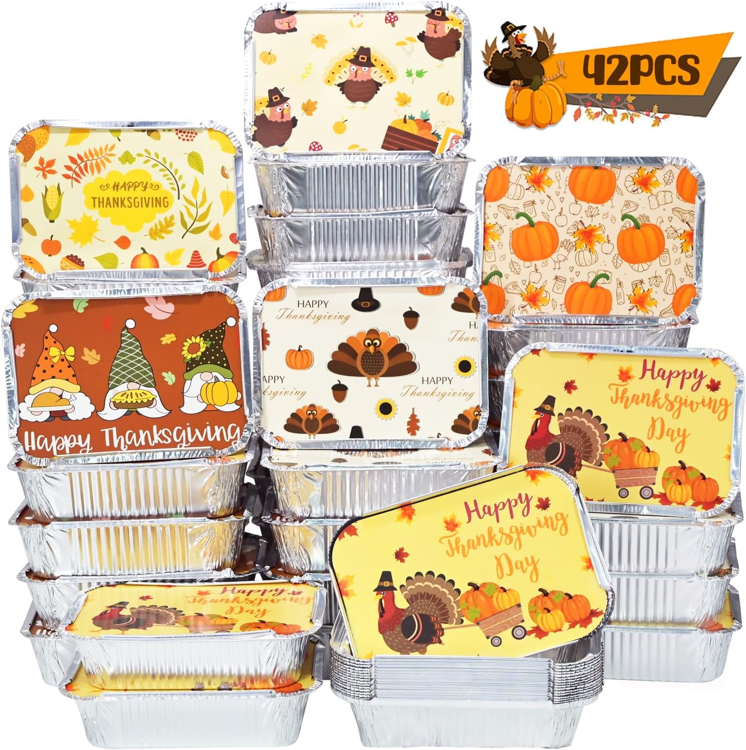 Amazon.com: WorldBazaar Cute Thanksgiving Aluminum Containers with Lids ...