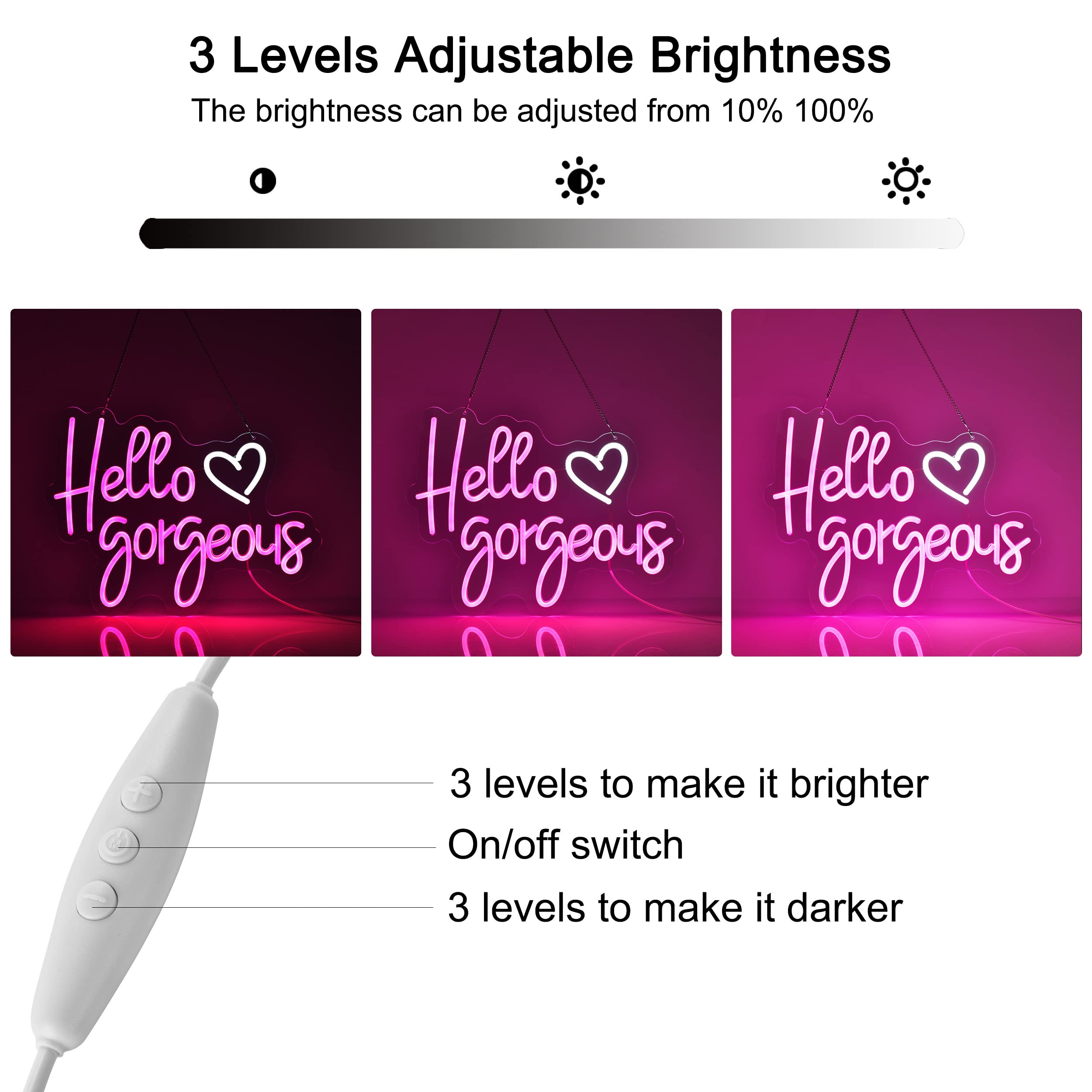 Snapklik.com : Hello Gorgeous Neon Signs For Wall Decor,Reusable Neon ...