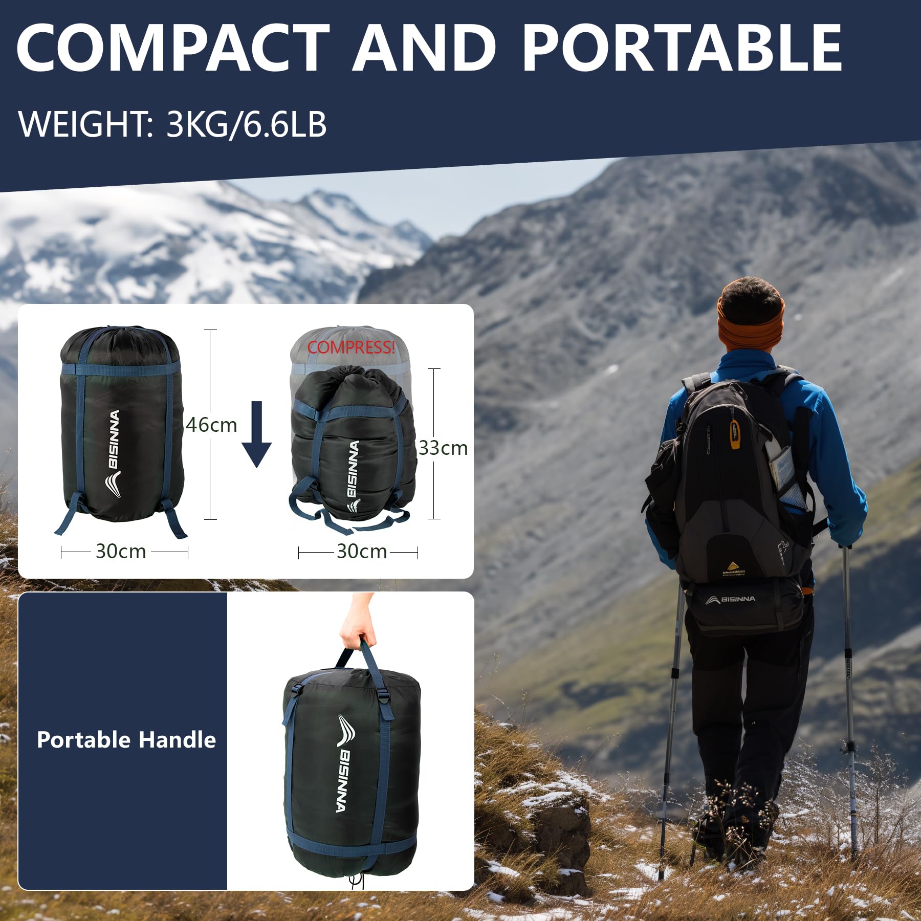 BISINNA Double Sleeping Bag for Adults & Kids 2 Person Sleeping Bag ...