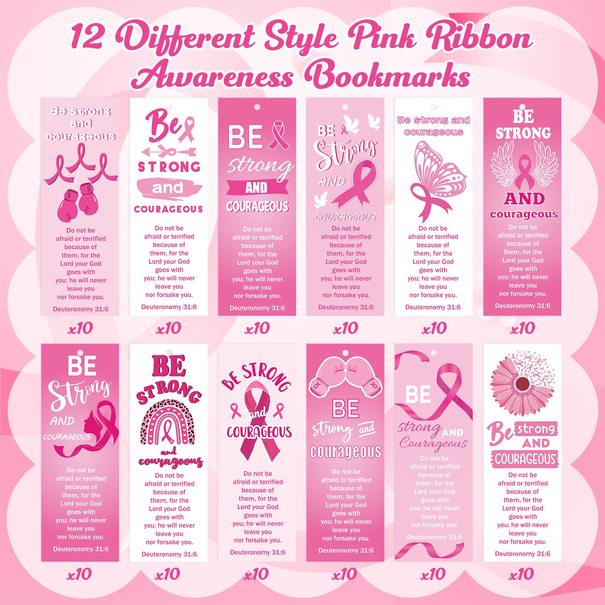 Snapklik.com : Breast Cancer Awareness Bookmarks - 120Pcs Be Strong ...
