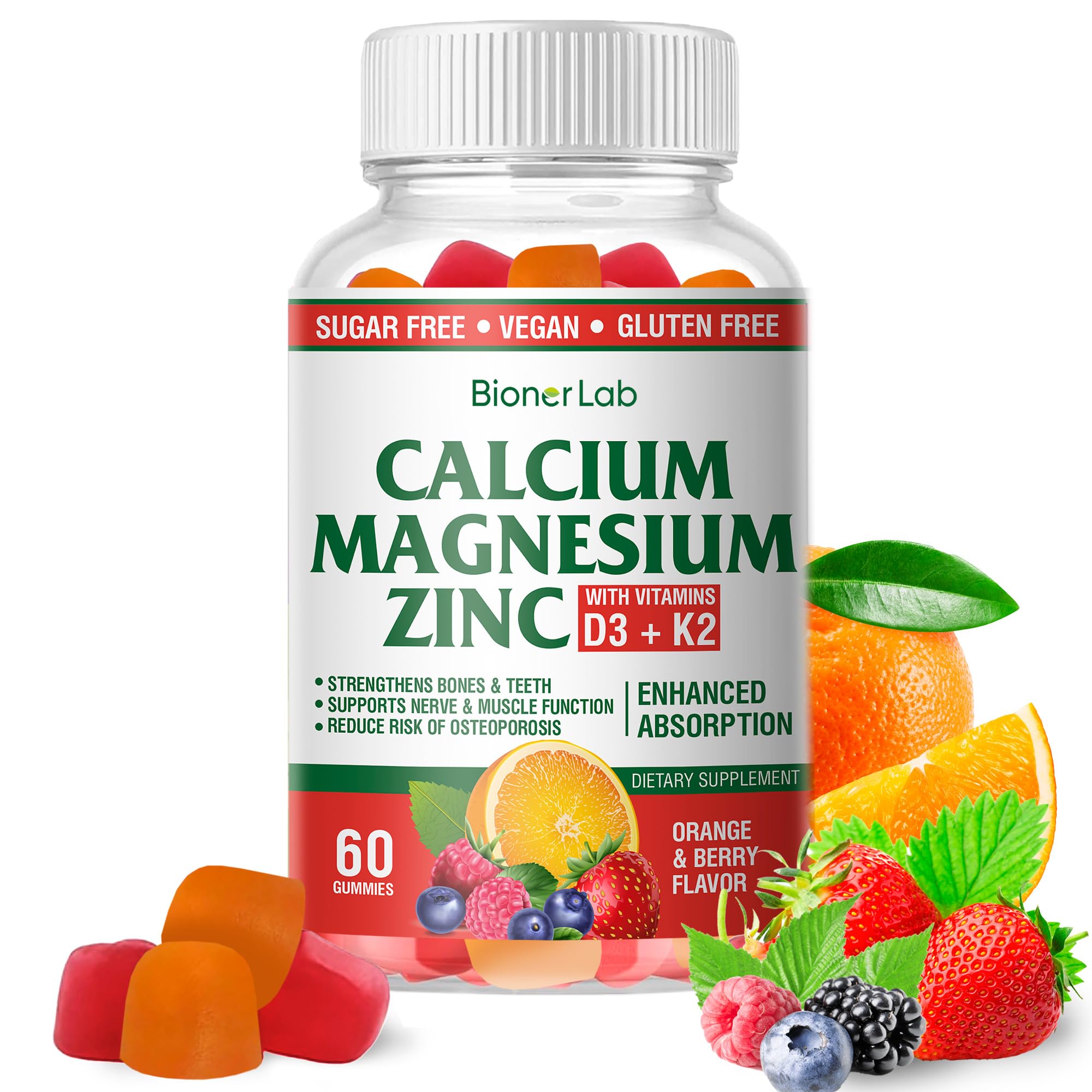 Amazon.com: Calcium Magnesium Zinc Gummies with Vitamin D3 & K2 - High ...