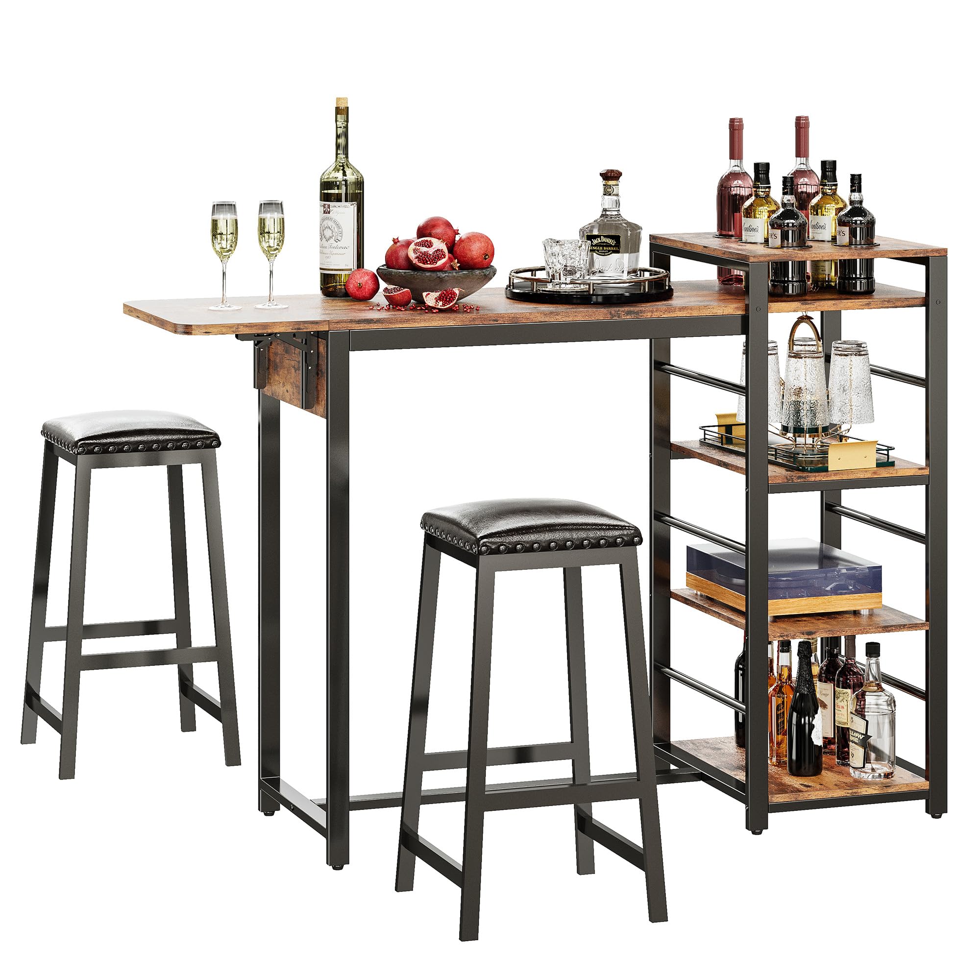 Amazon.com - IRONCK 3-Piece Bar Table Set for 2, 47 inch Bar Table with ...