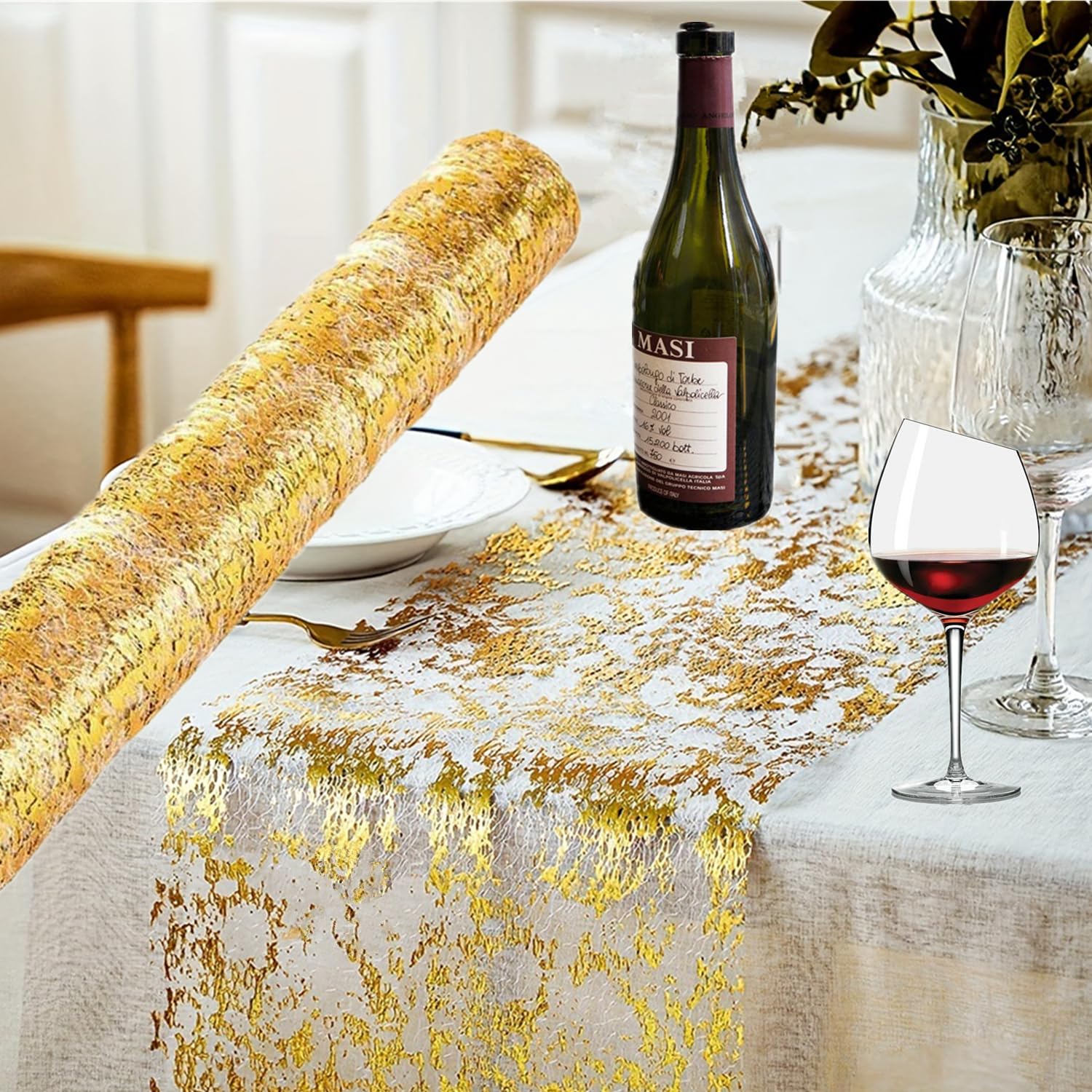 Snapklik.com : Antfees Sequin Glitter Foil Metallic Gold Thin Mesh ...