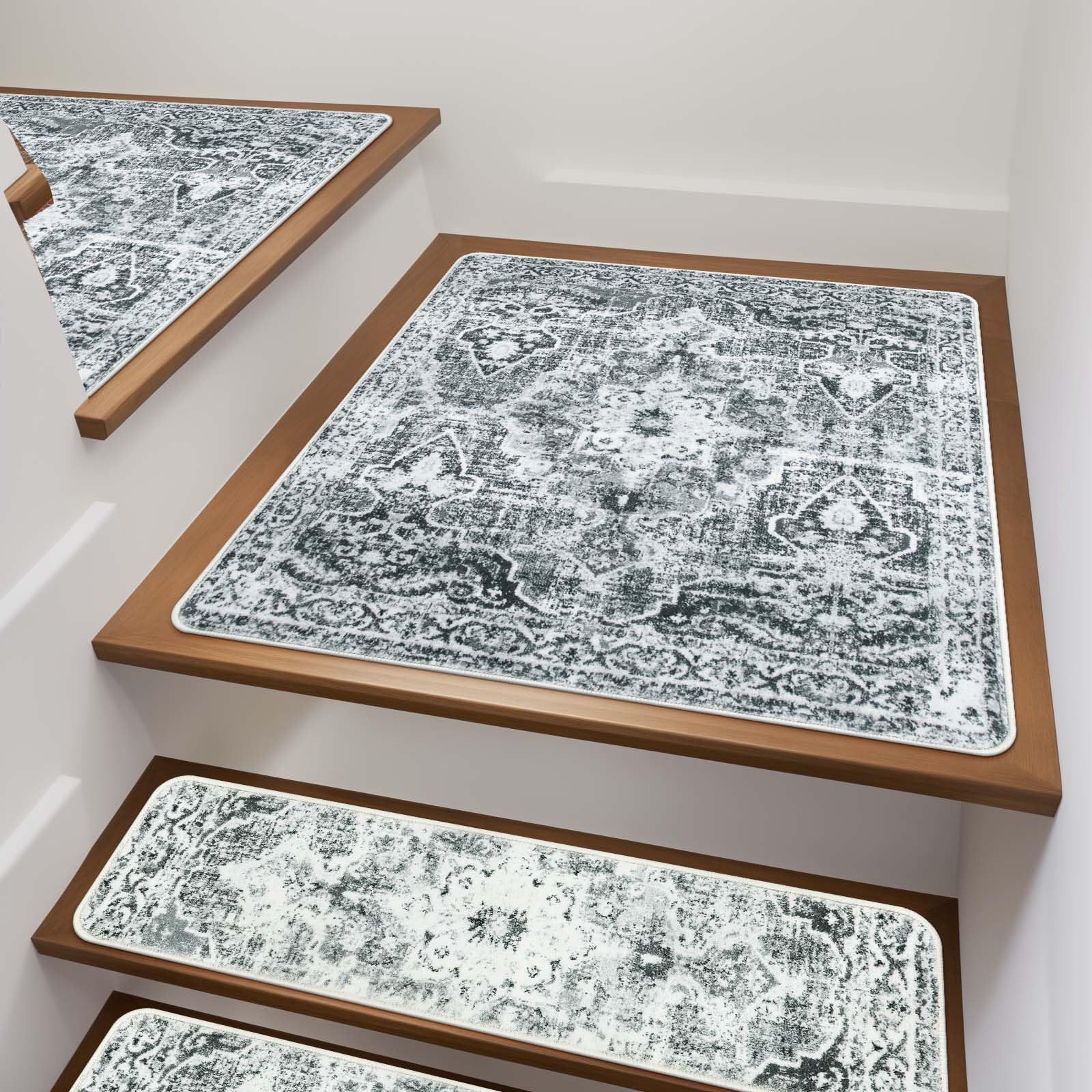 Snapklik.com : OJIA Non Slip Stair Treads Matching Mat For Wooden Steps