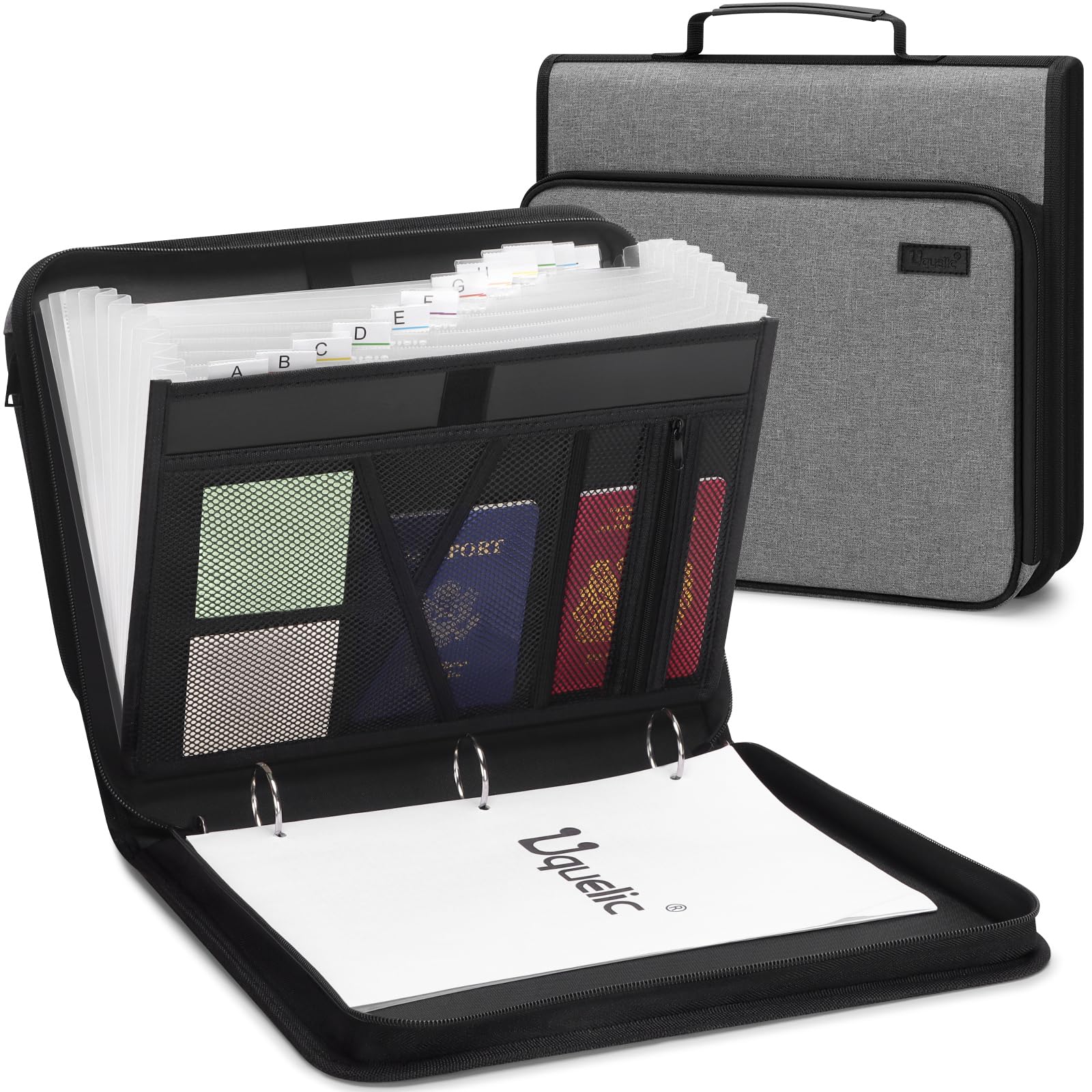 Amazon.com : Uquelic Accordion File Organizer Binder with Multi Pockets ...