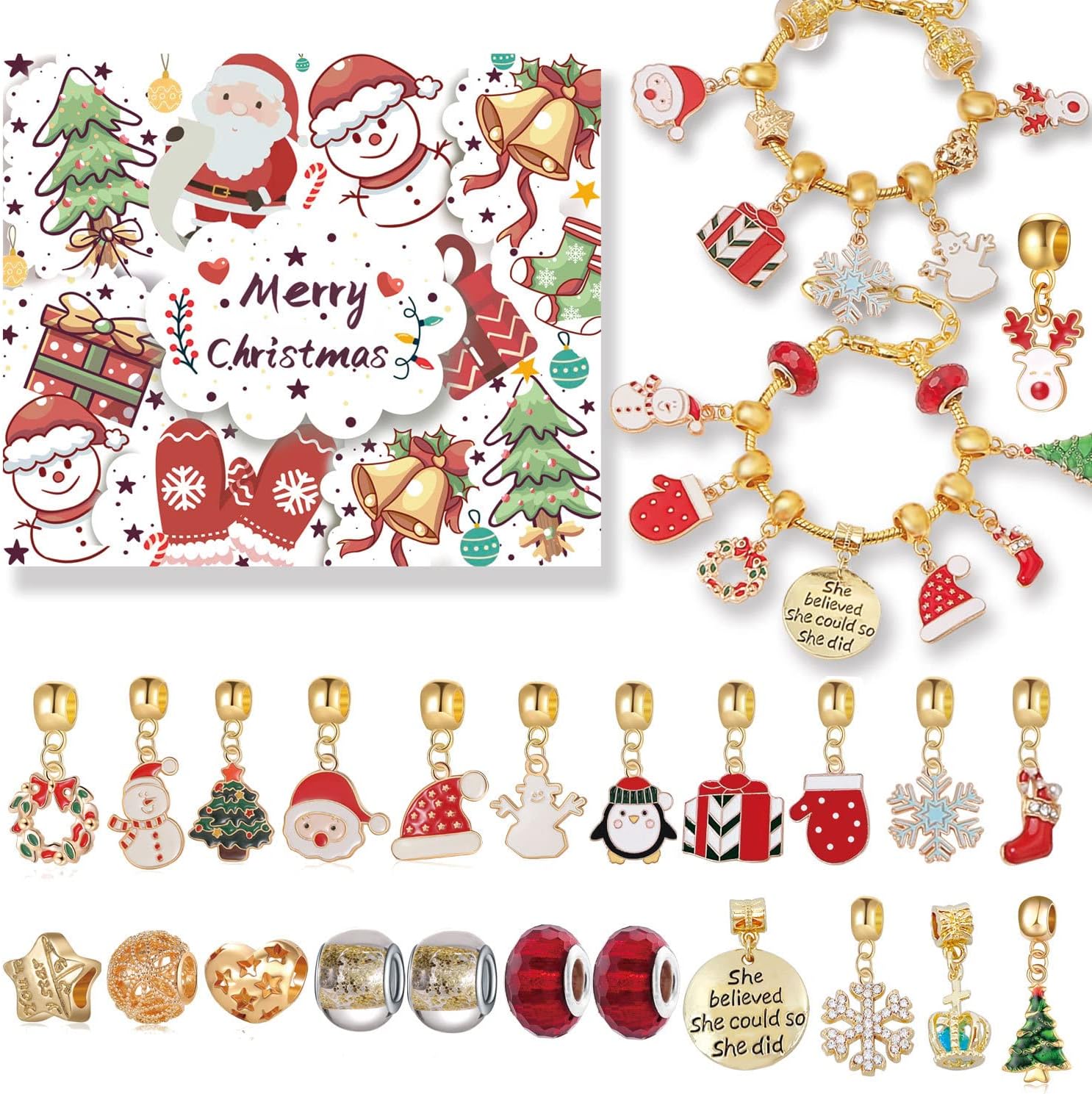 Amazon.com: Advent calendar 2023 for kids, Girls Charm Bracelets Making ...