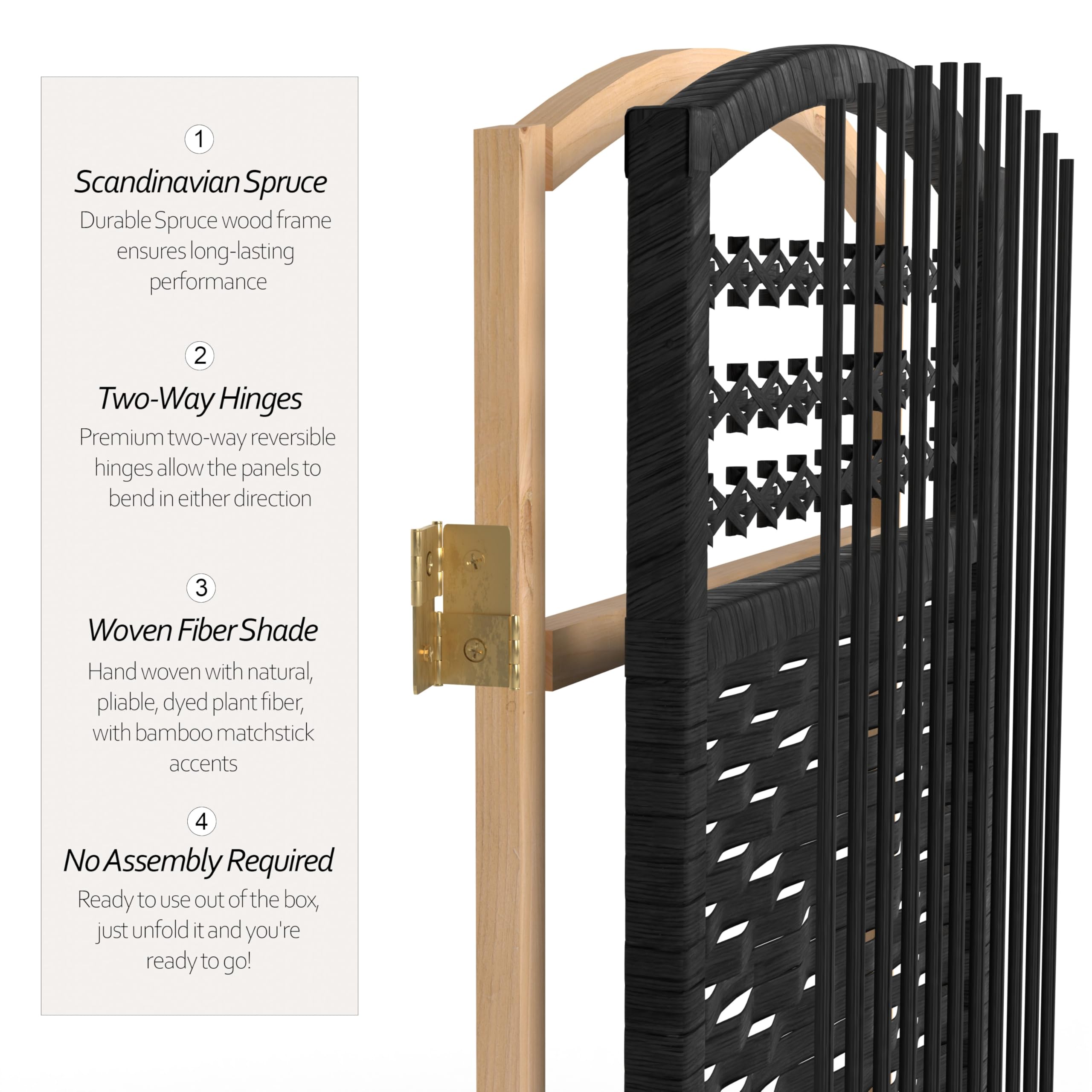Snapklik.com : 4 Ft. Short Fiber Weave Folding Screen