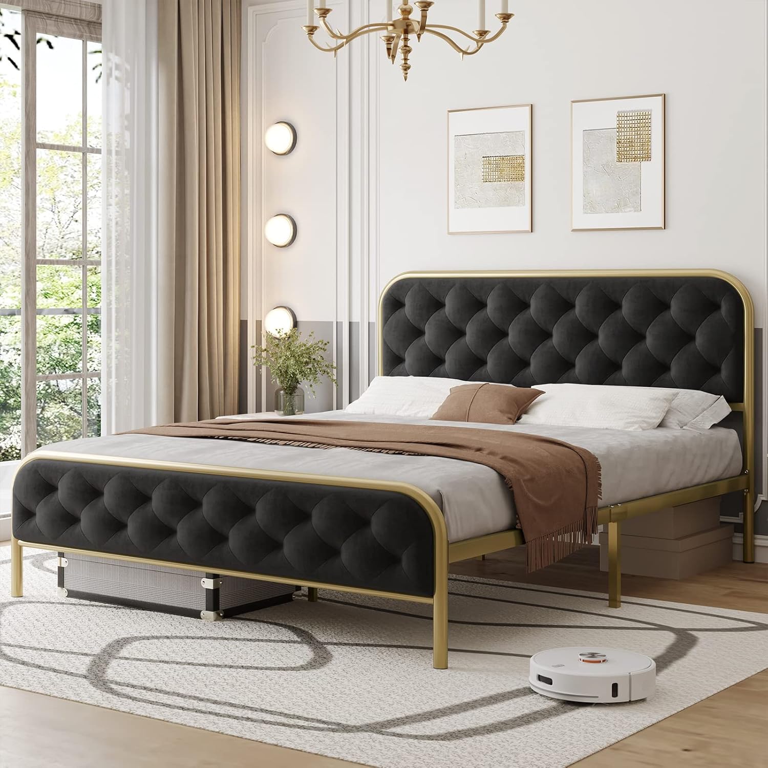 Amazon.com: Hasuit Queen Bed Frame with Headboard, Queen Size Bed with ...