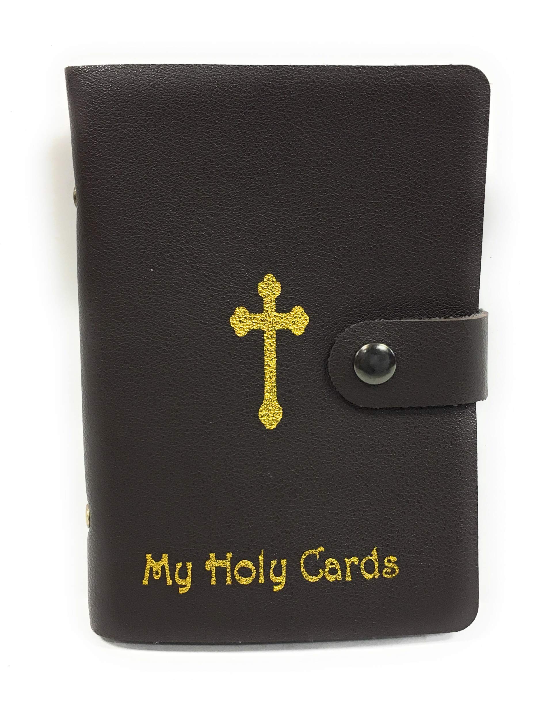 Amazon.com: My Holy Cards Brown Gold Stamped Leatherette Prayer Card Holder