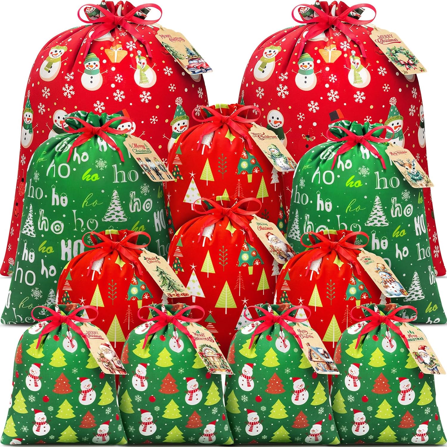 Amazon.com: 12PCS Christmas Gift Bags Assorted Sizes Bulk, Holiday Gift ...