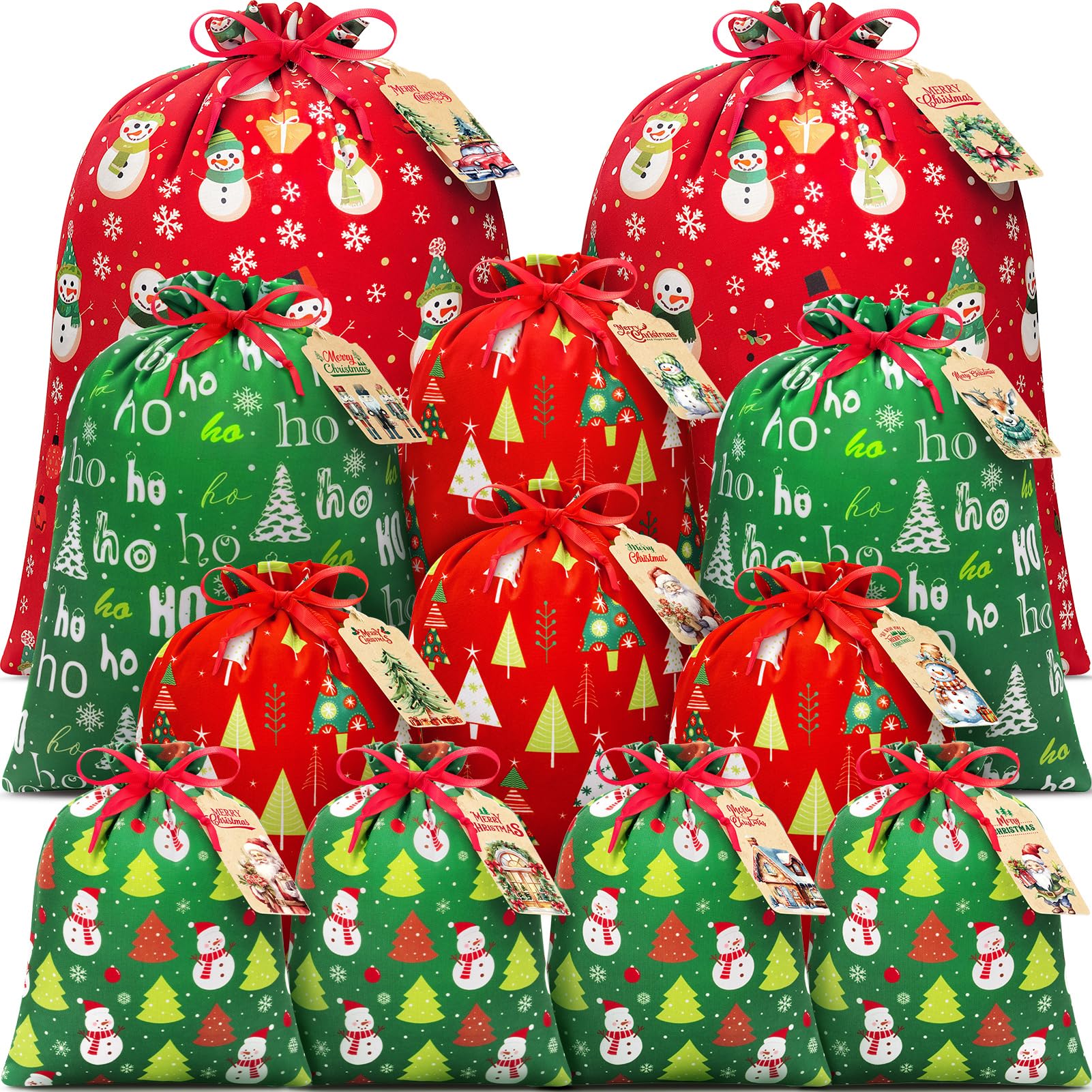Amazon.com: 12PCS Christmas Gift Bags Assorted Sizes Bulk, Holiday Gift ...