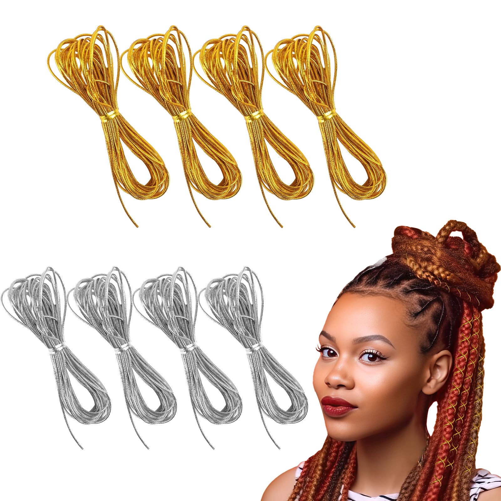 Amazon.com : 8Pcs Dreadlock Braids Charms Hair Ties Accessories 5M Hair ...