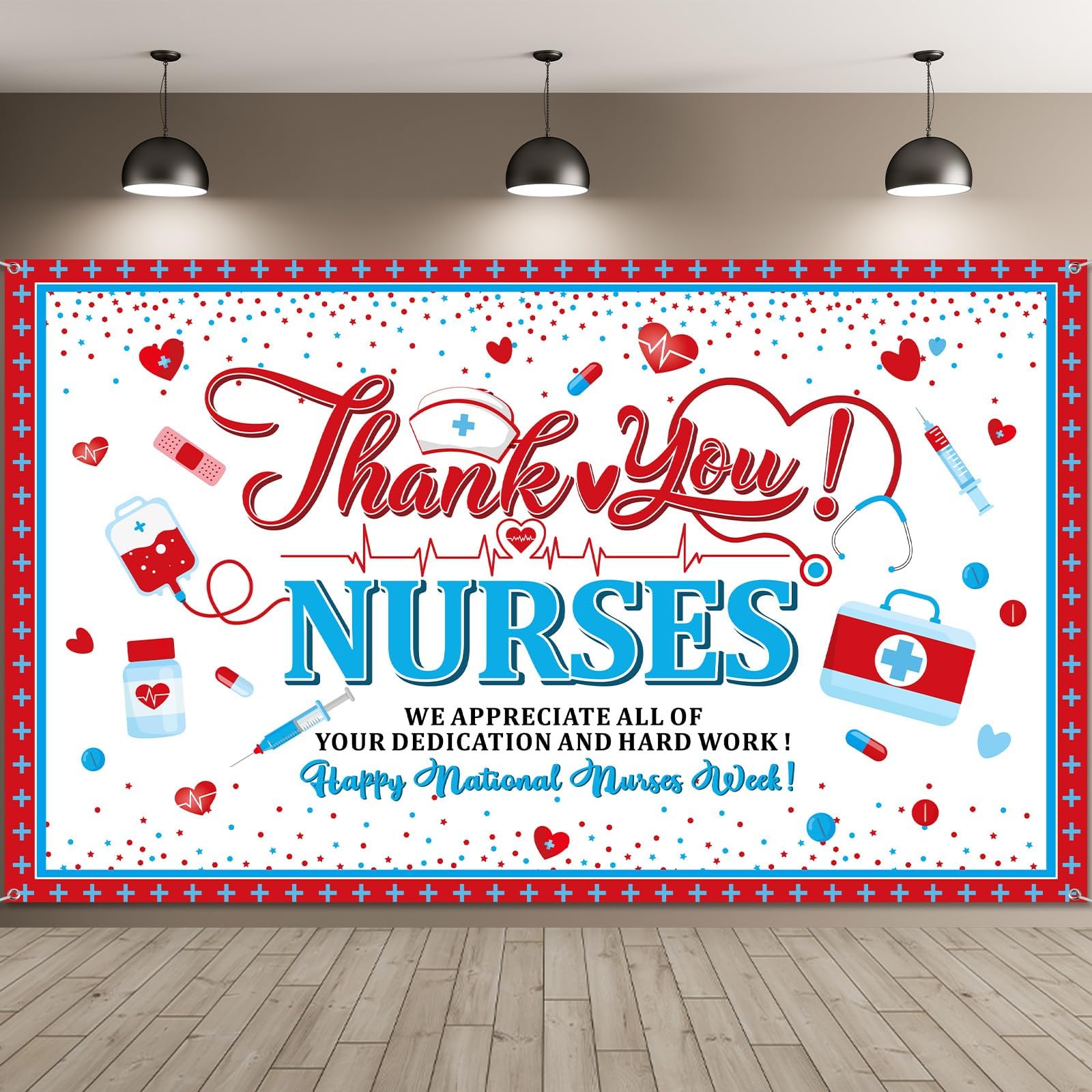 Amazon.com : JKQ Thank You Nurses Backdrop Banner 73 x 43 Inch Nurse ...