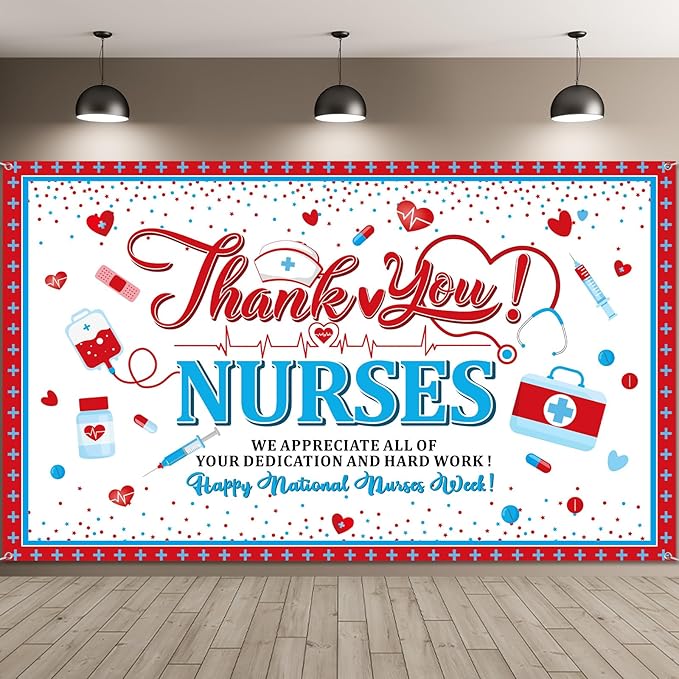 Amazon.com : Irenare Thank You Nurses Banners Backdrop Decoration Happy ...