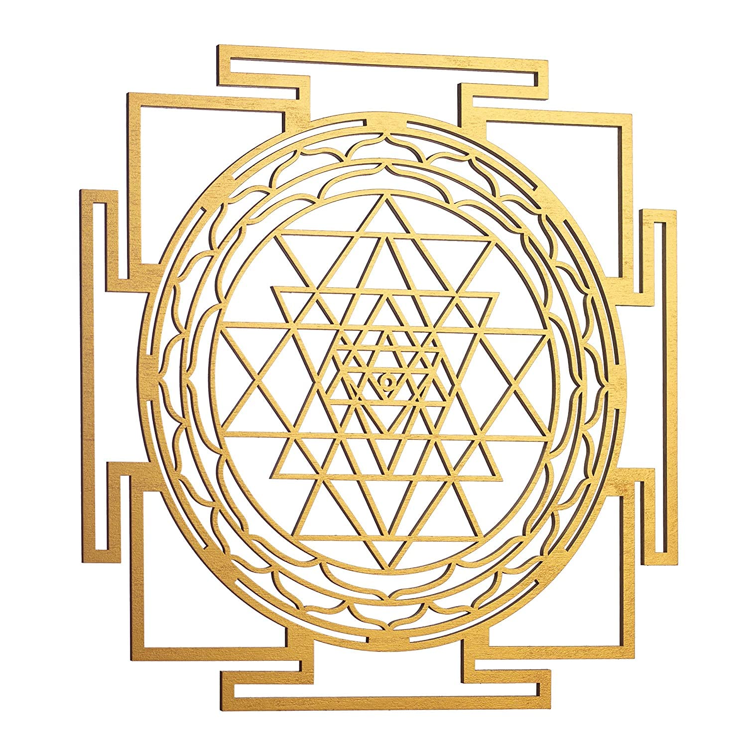 Buy G.S wooden Beautiful Gold Sri Yantra Wooden Religious Wall Hanging ...