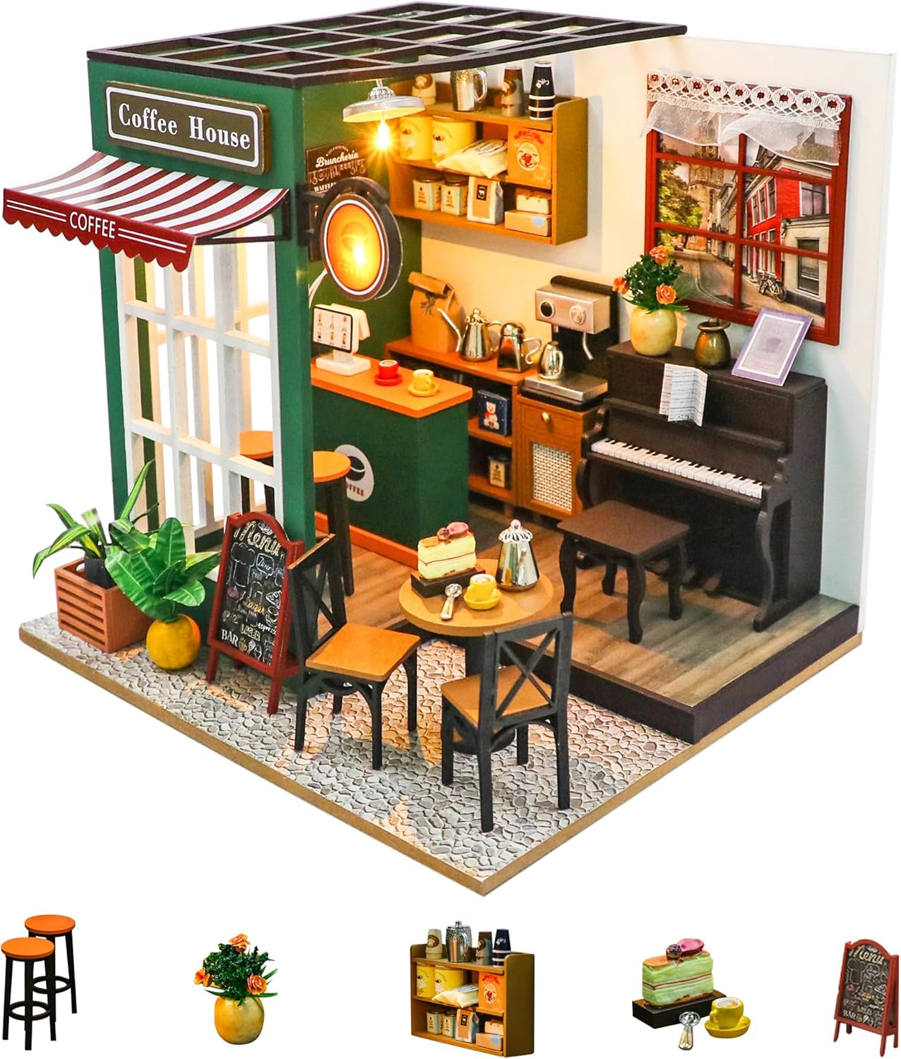 Amazon.com: Flever Dollhouse Miniature DIY House Kit Creative Room with ...
