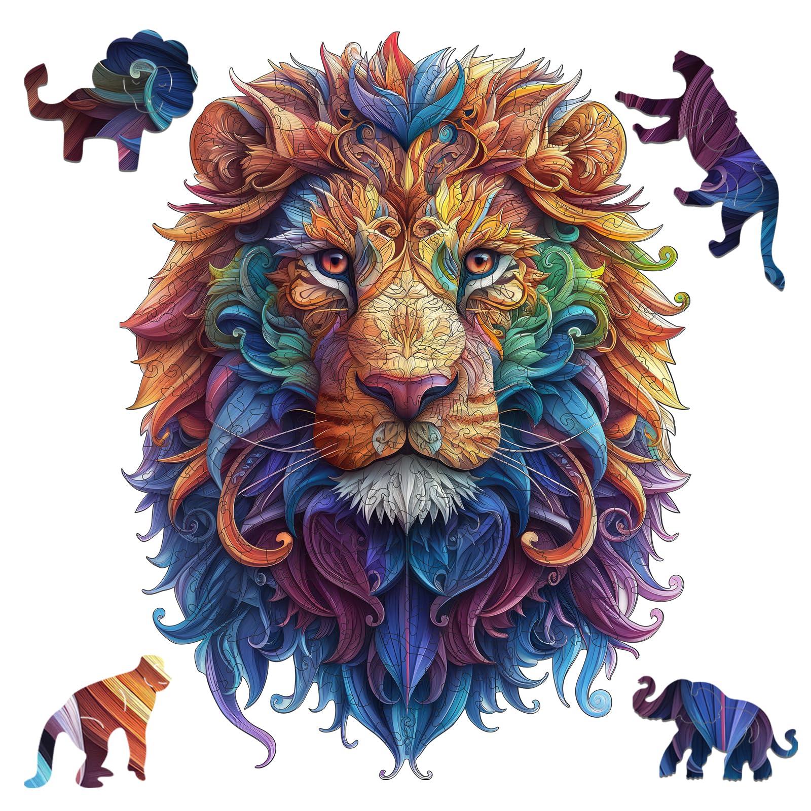 Amazon.com: Wooden Puzzles for Adults, Lion Jigsaw Puzzles 200 Piece ...