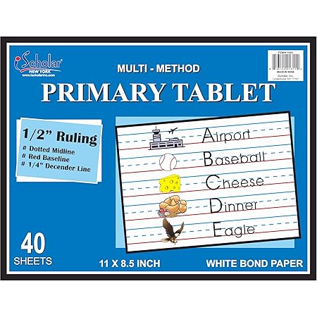 Amazon.com : Top Flight Multi-Method 3rd Grade Primary Tablet, 1/2 Inch ...