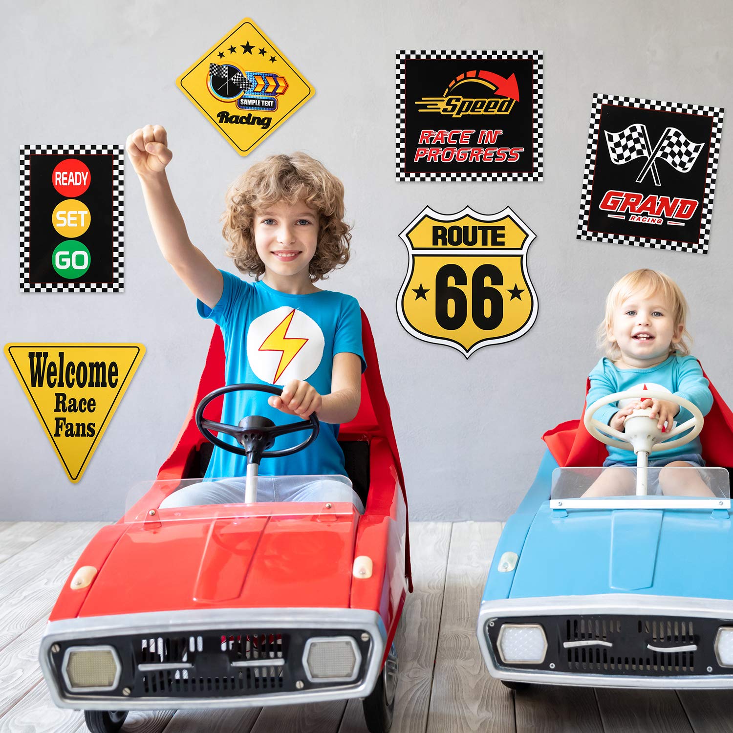 Buy 12 Pieces Race Car Party Decorations Funny Race Car Signs Racing ...