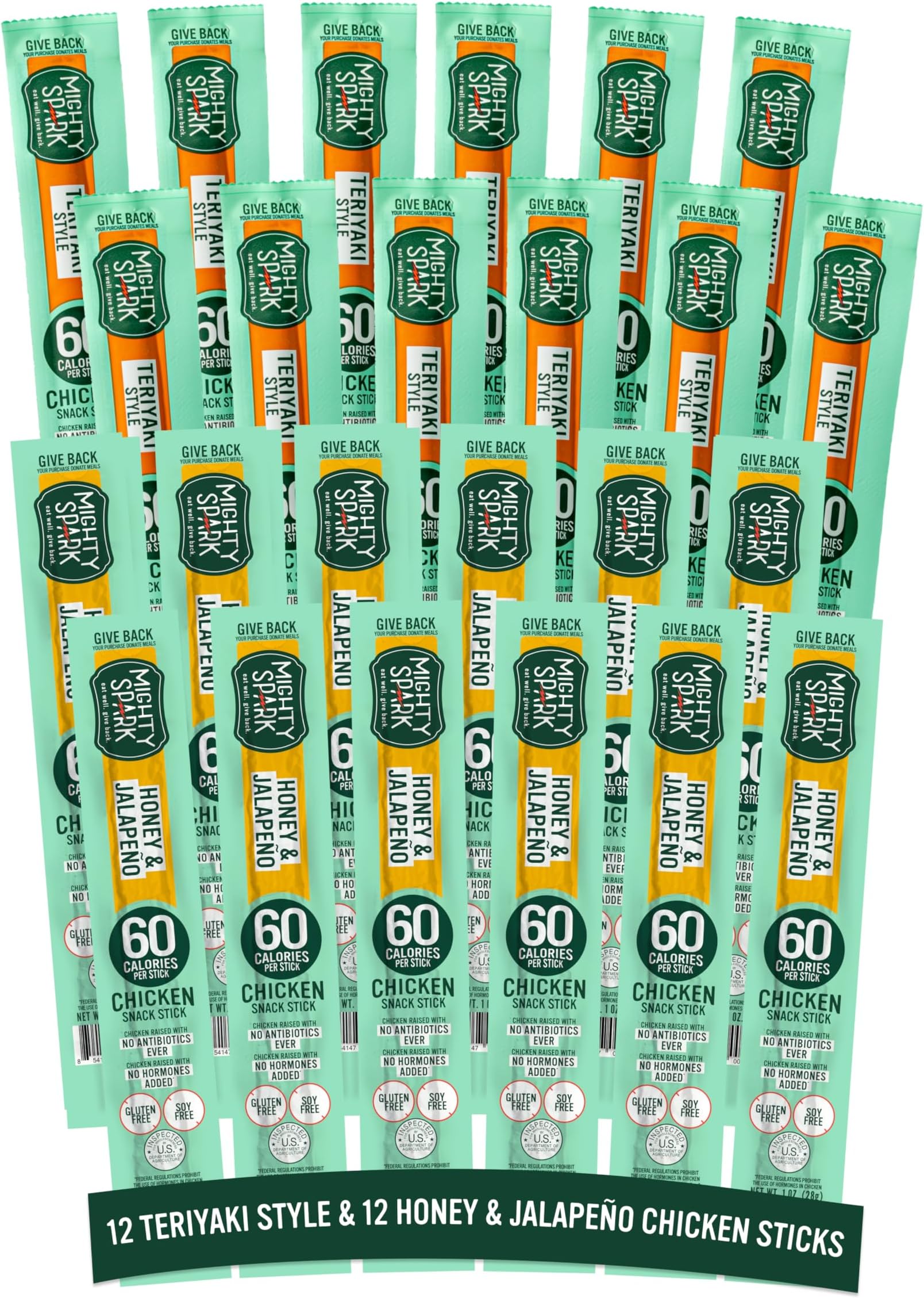 Amazon.com: Mighty Spark Chicken Snack Sticks Variety Pack - Honey ...
