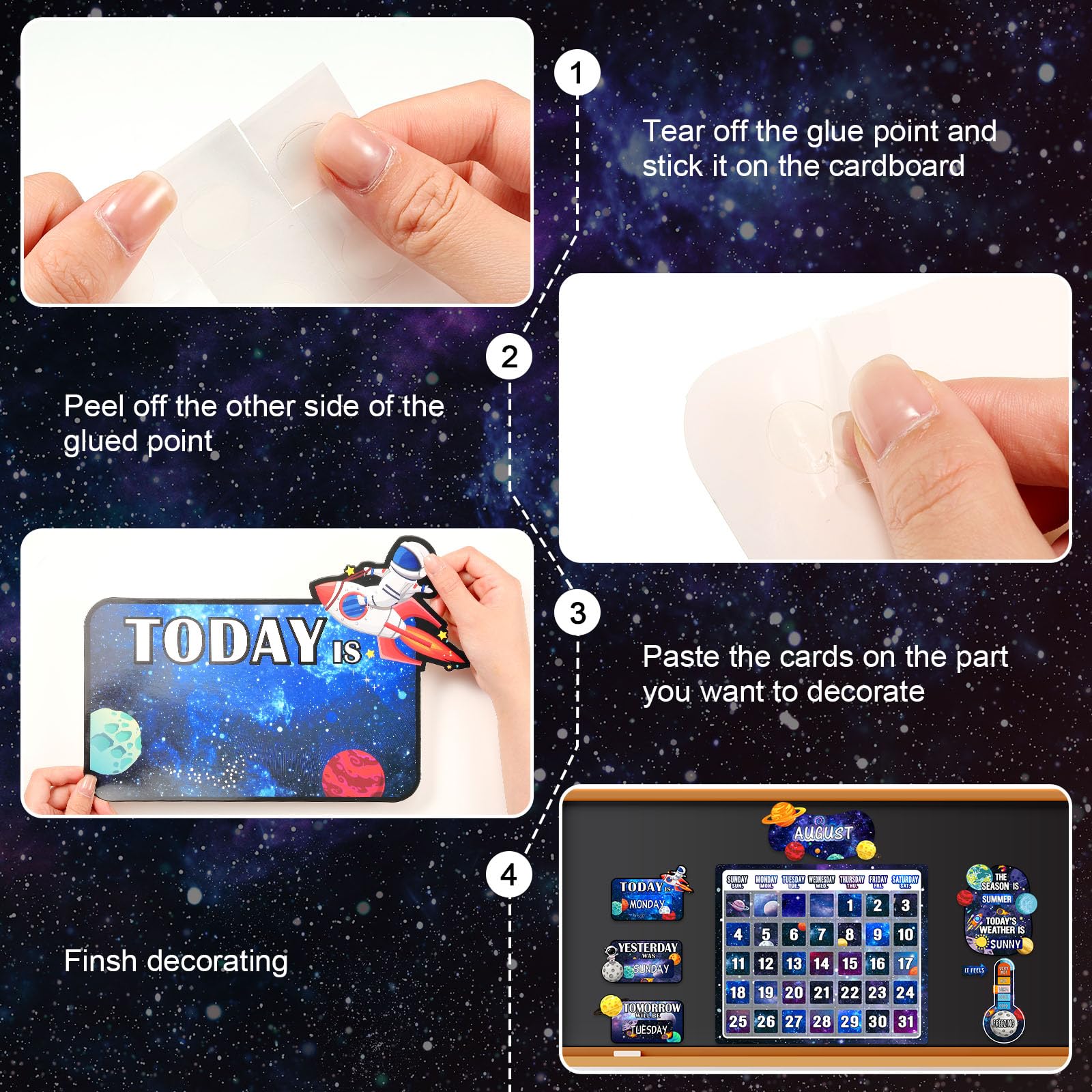 Snapklik.com : Cholemy 85 Pcs Galaxy Calendar Bulletin Board Set Outer ...