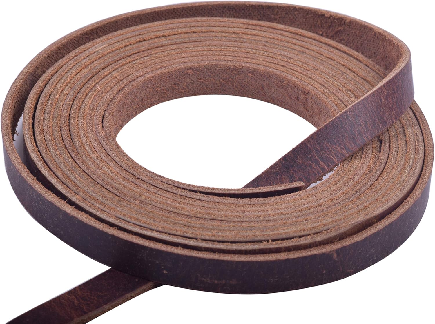 KONMAY 3 Meters 10.0×2.0mm Vintage Brown Soft Flat Genuine/Real Cowhide ...
